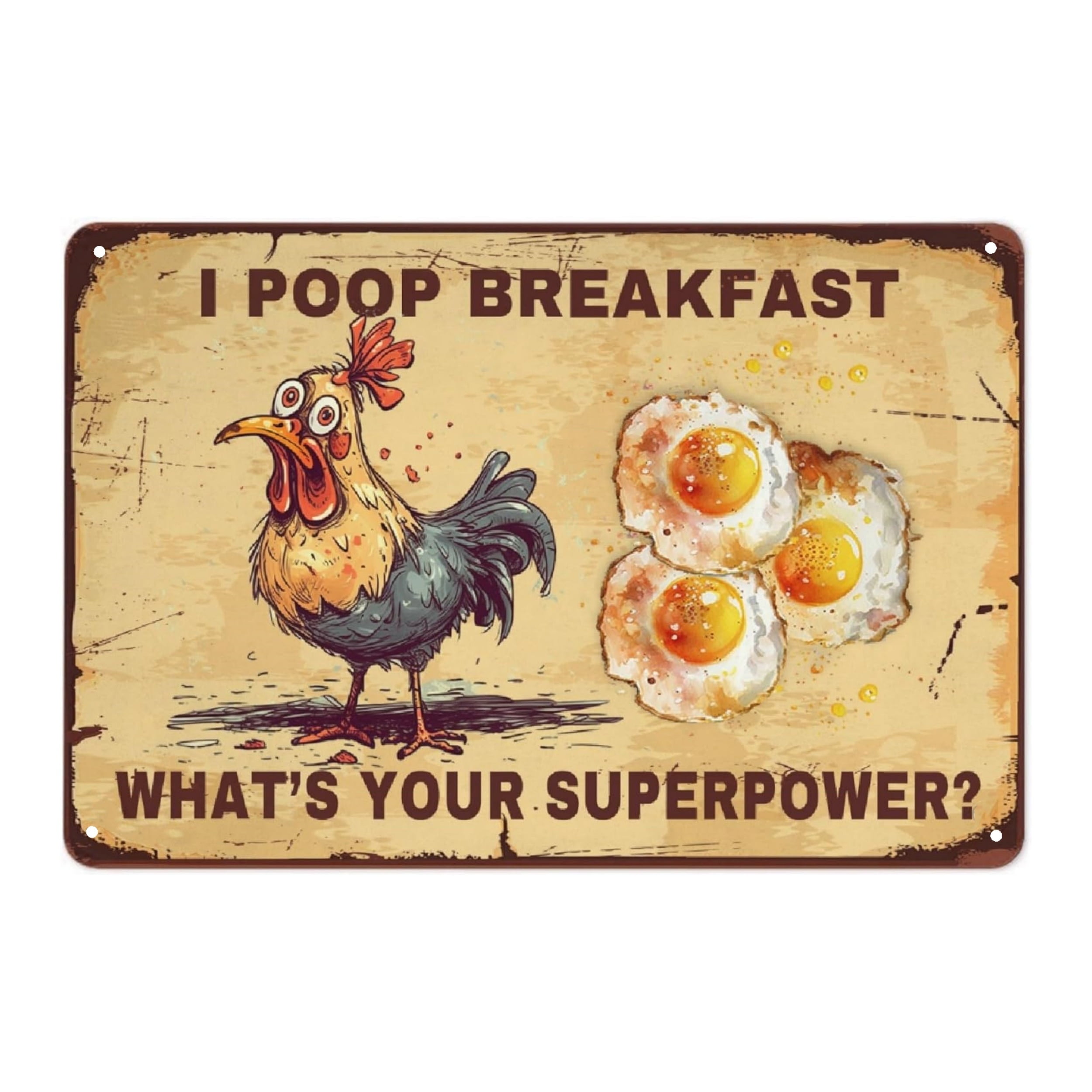 Chickens-Poop Breakfast Funny Metal Tin Sign 12x8inch Farmhouse Decor ...