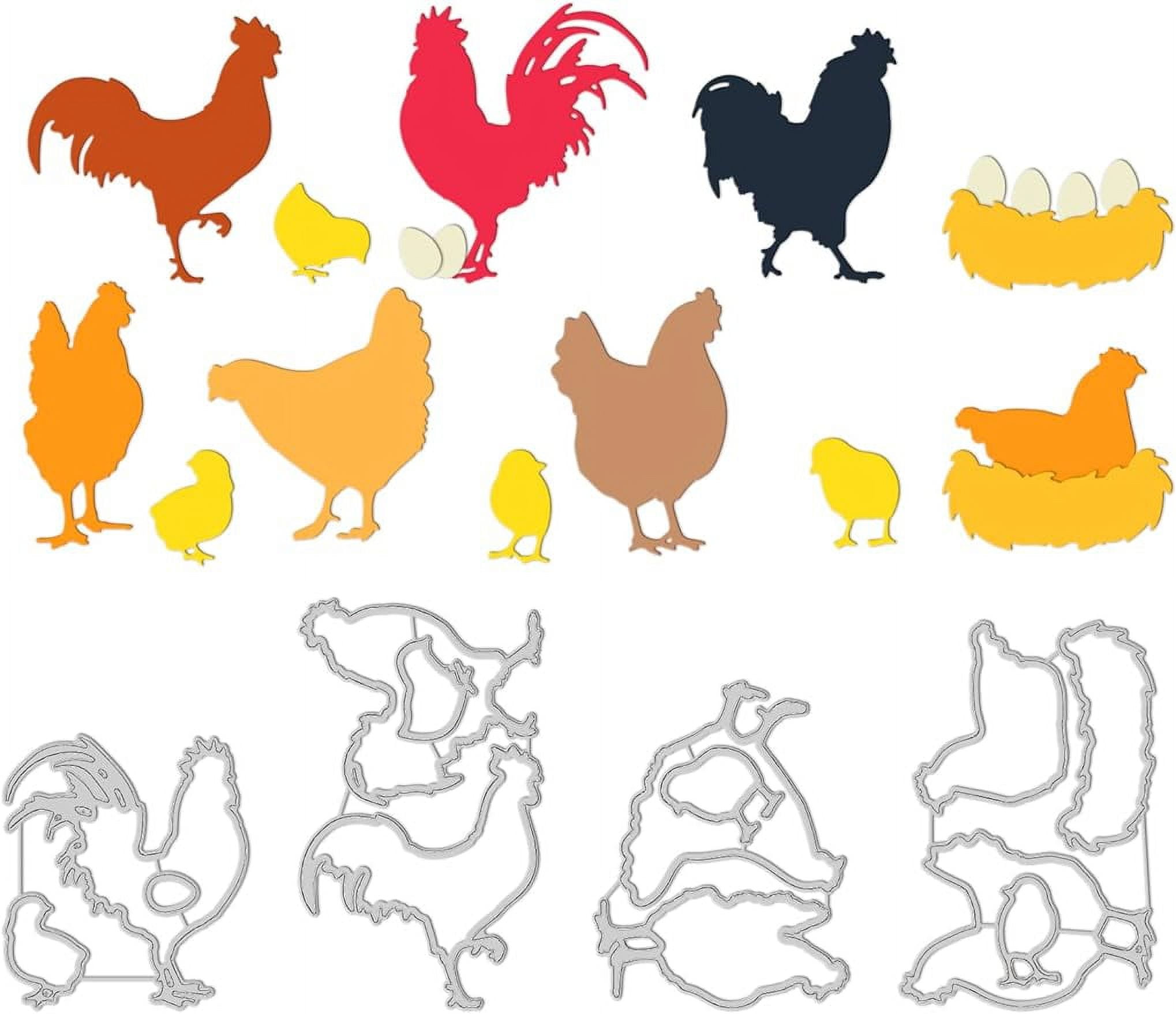 Chickens Rooster Hen Egg Cut Dies Fun Farm Theme Animal Cutting Dies ...