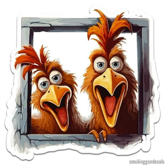 Chickens Roosters Sticker Indoor Outdoor Phone Decal Water Bottle ...
