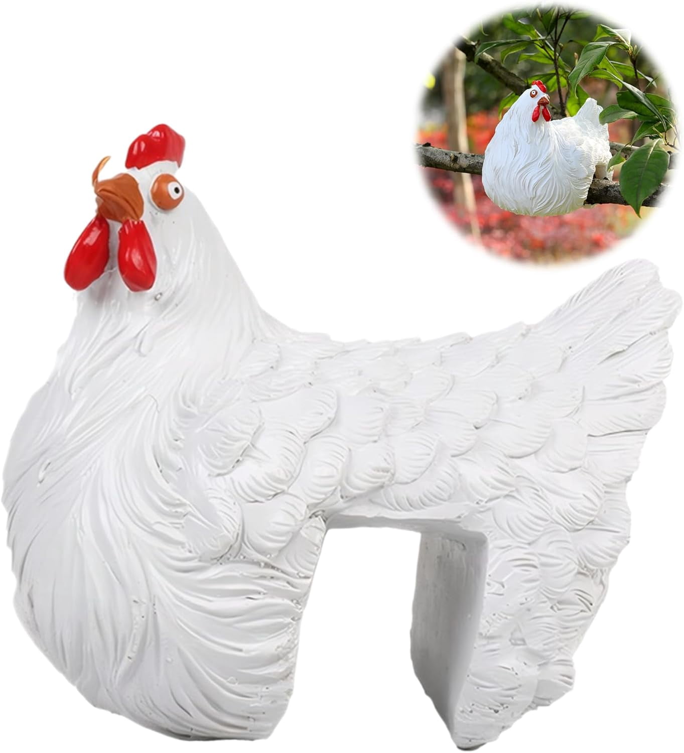 Chickens Statue Funny Yard Decor:Resin Chicken Figurines,Tree Fence ...