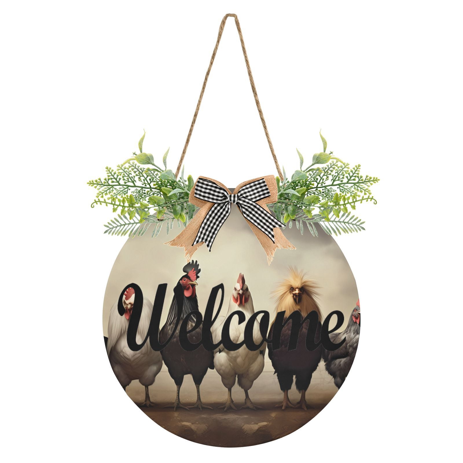 Chickens Welcome Sign for Front Door Wreath Door Sign for Farmhouse ...
