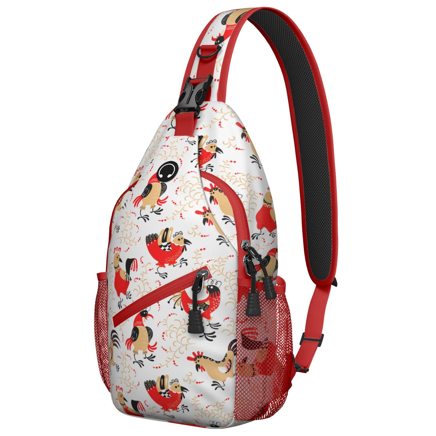 Chickens and Farm Pattern Sling Backpack, Cute Egg Hen Rooster Print ...