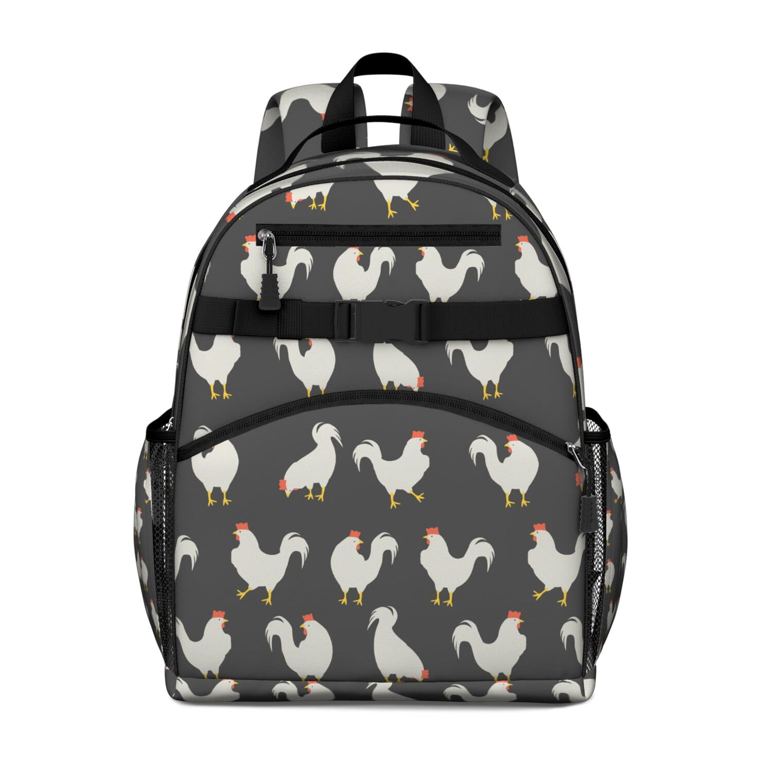 Chickens and Flowers Students Backpack Hand-Drawn Watercolor Chicken ...