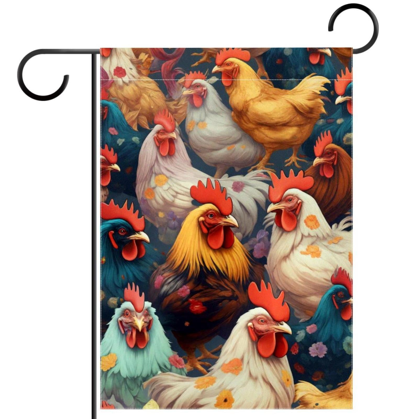 Chickens and Roosters Decorative Garden Flag for All Seasons, 12 x 18 ...