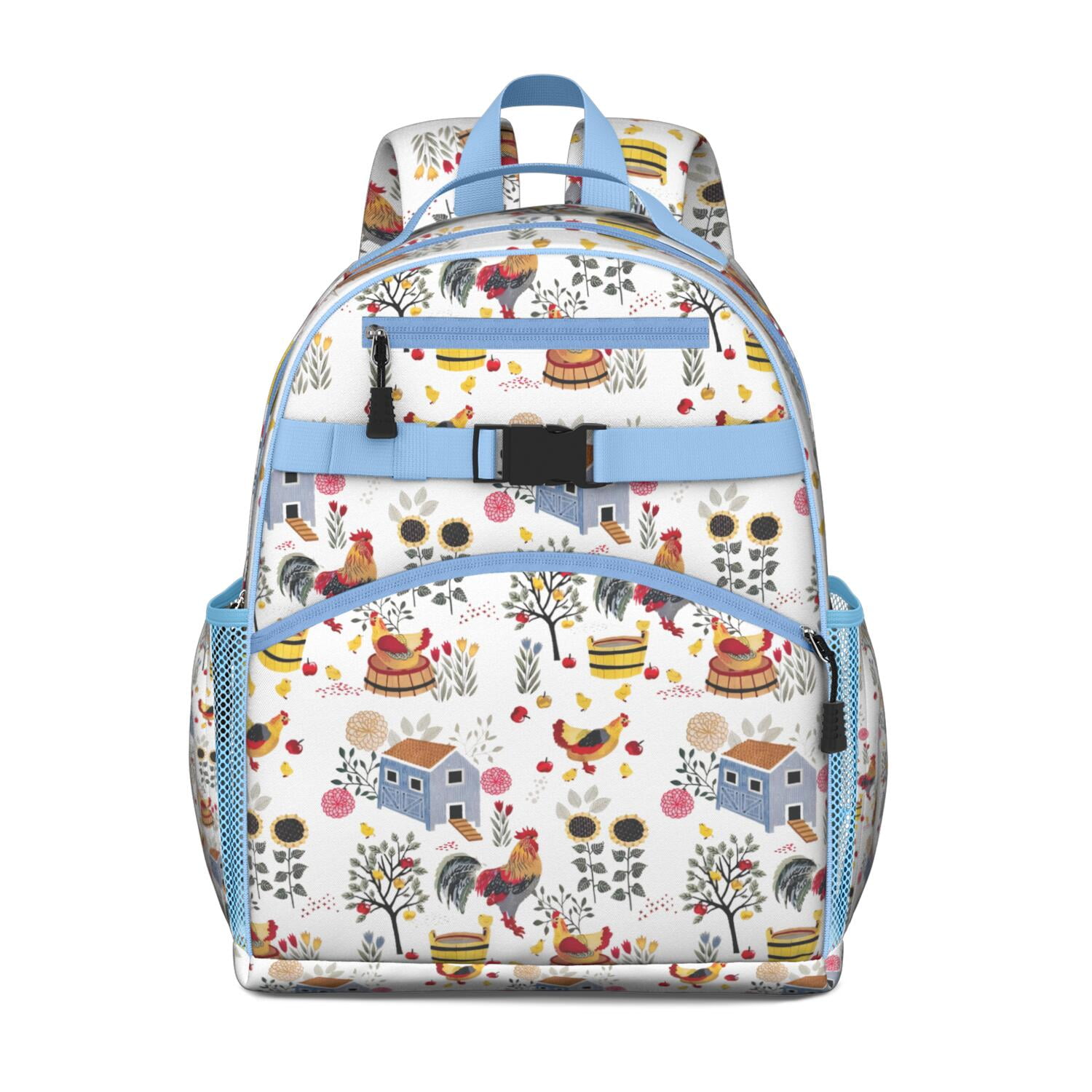 Chickens backpack, lightweight backpack with rooster and egg patterns ...