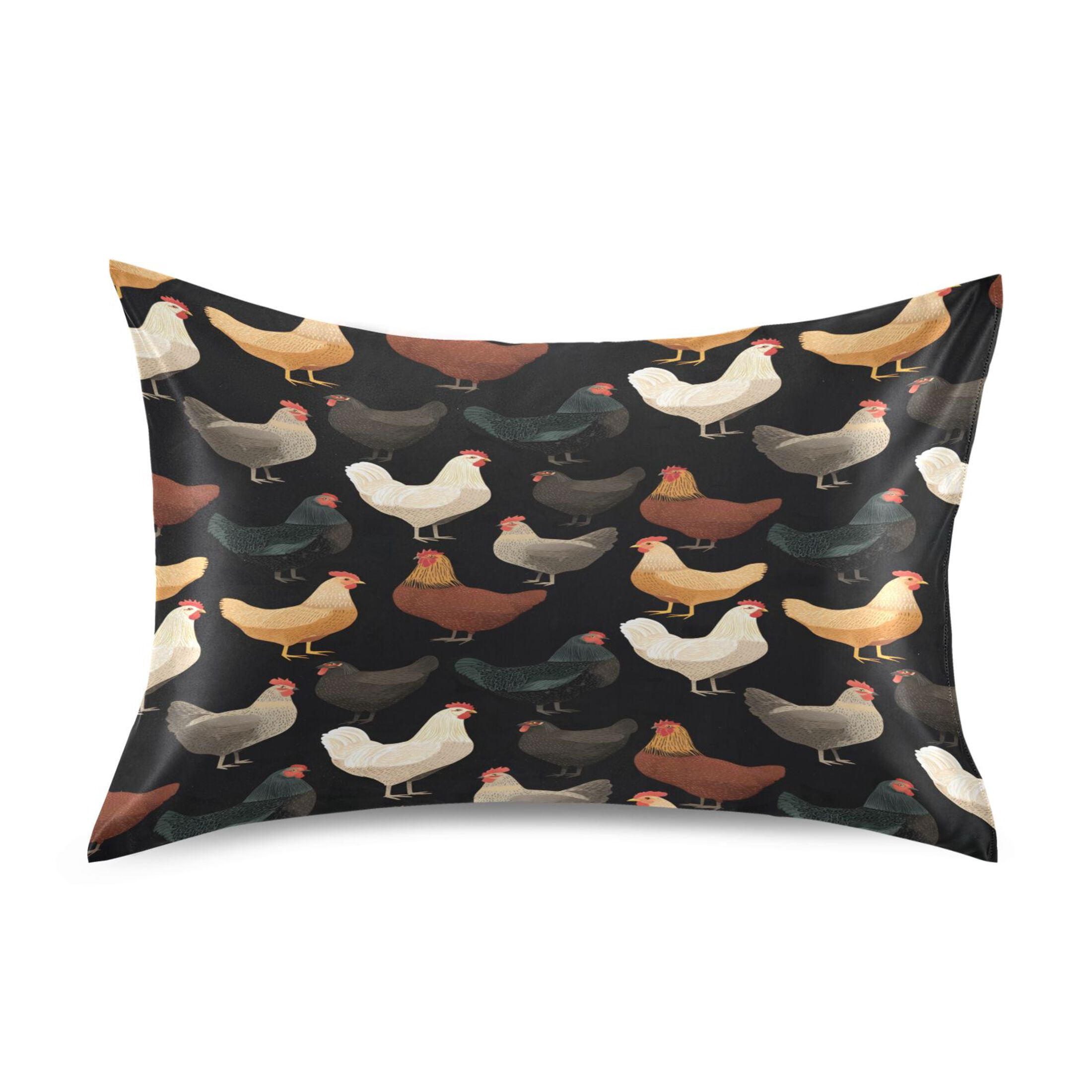 Chickens in Various Poses Pattern King Size Satin Pillowcase 40''x20 ...