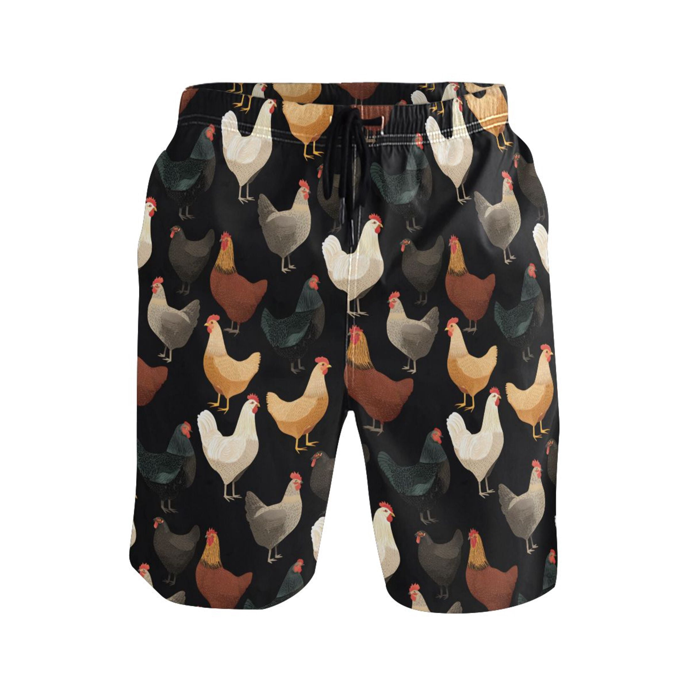 Chickens in Various Poses Pattern Mens Swim Trunks Quick Dry Board ...