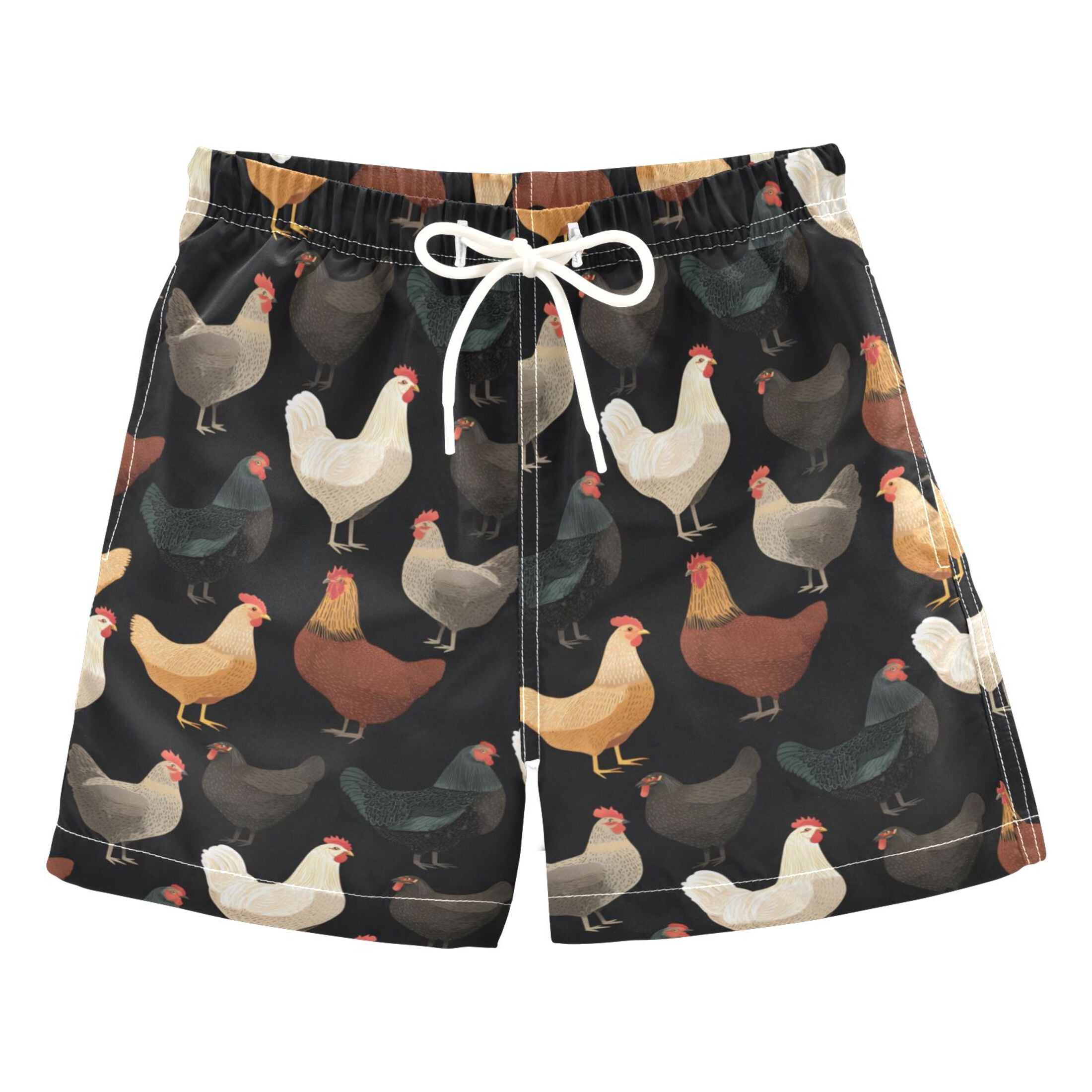Chickens in Various Poses Pattern Swim Trunks Quick Dry Beach Pool ...