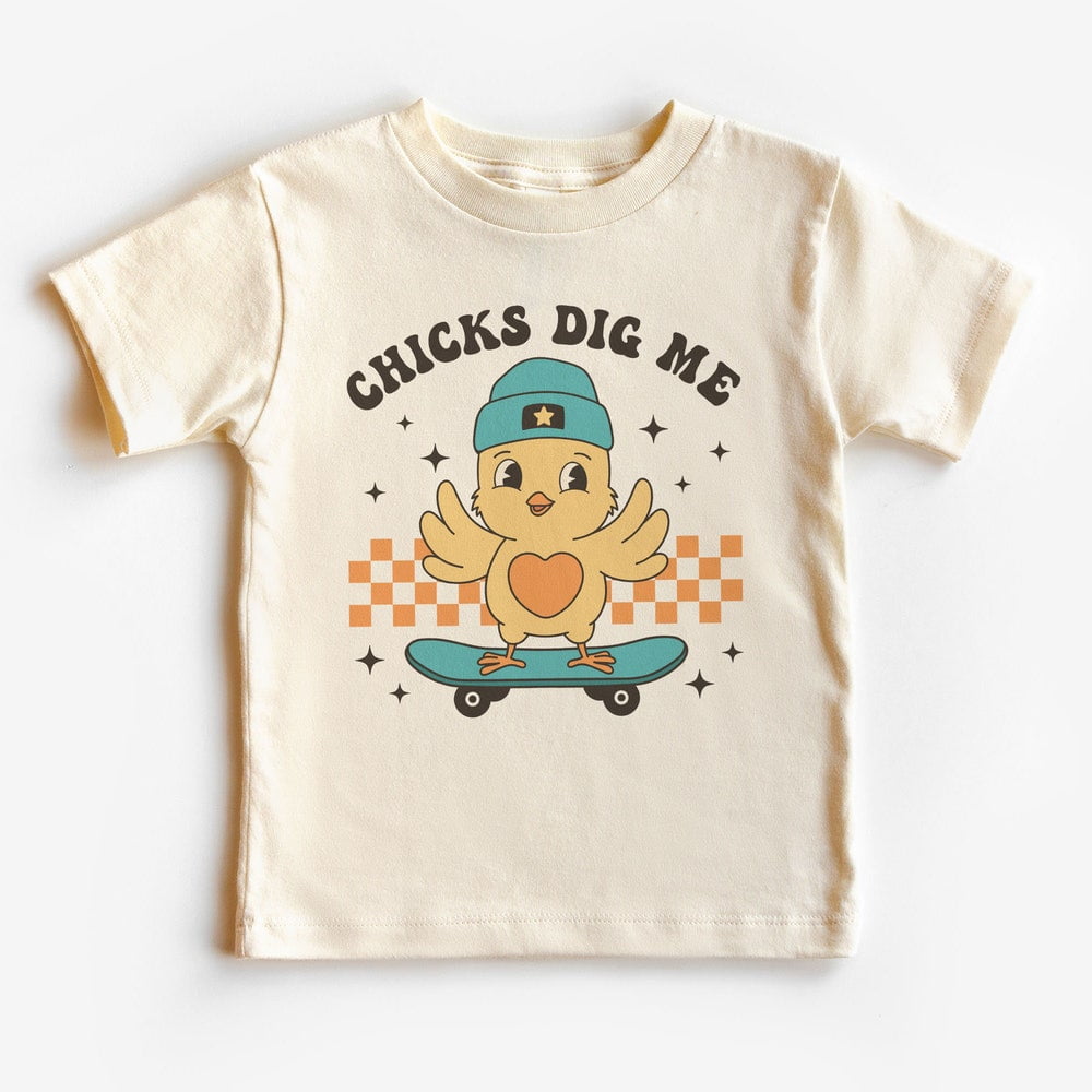 Chicks Dig Me Toddler Shirt - Skateboarding Chicken Little Boy'S Easter ...