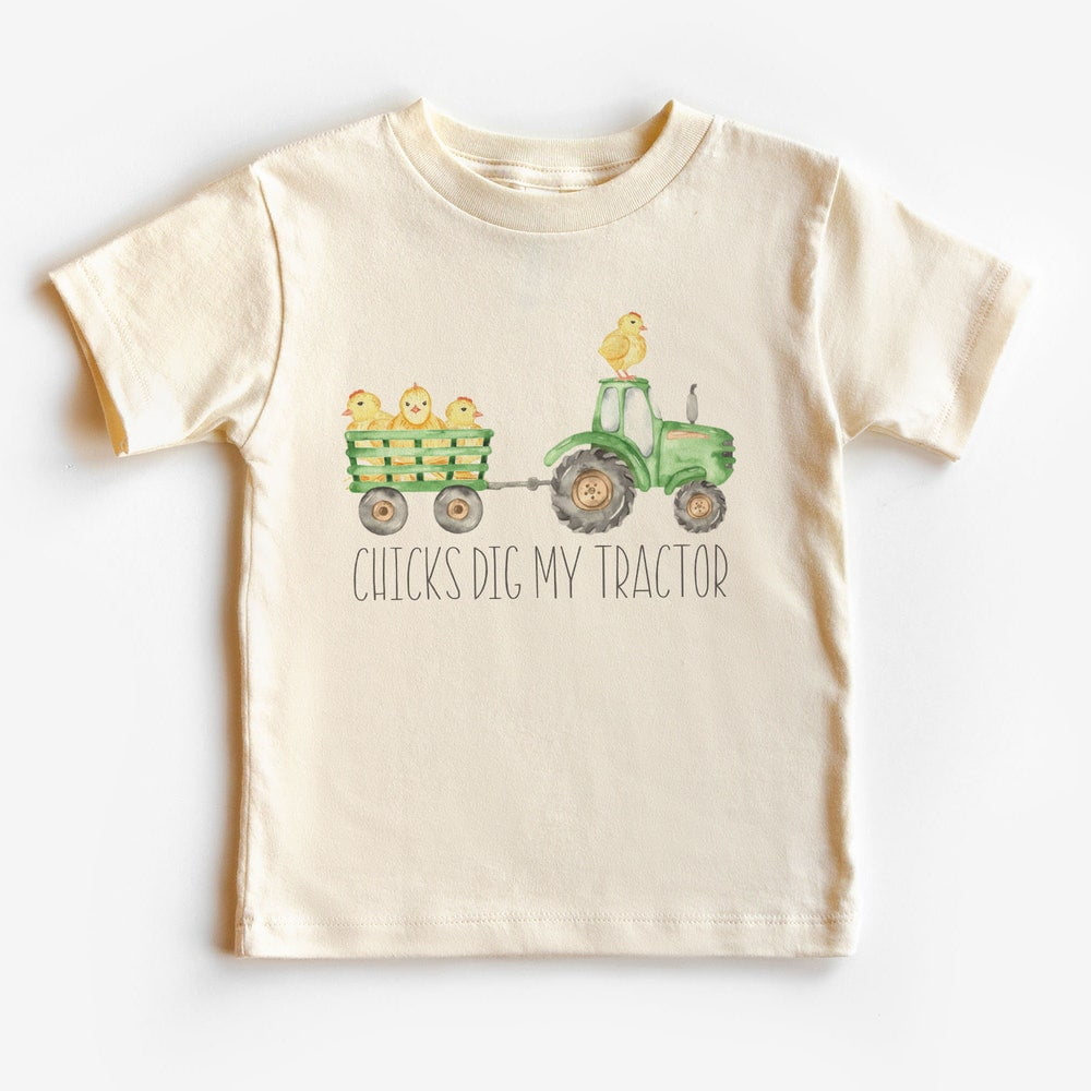 Chicks Dig My Tractor Toddler Shirt - Funny Green Tractor Children'S ...