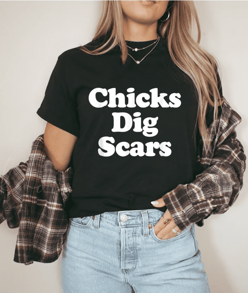 Chicks Dig Scars Funny Congenital Heart Defect Warrior Unisex T-Shirt ...