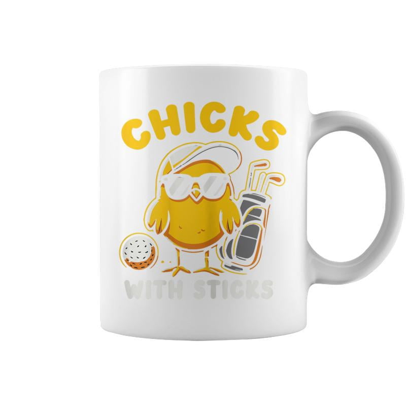 Chicks With Sticks Golfer Girl Woman Golf Club Golfing Coffee Mugs ...