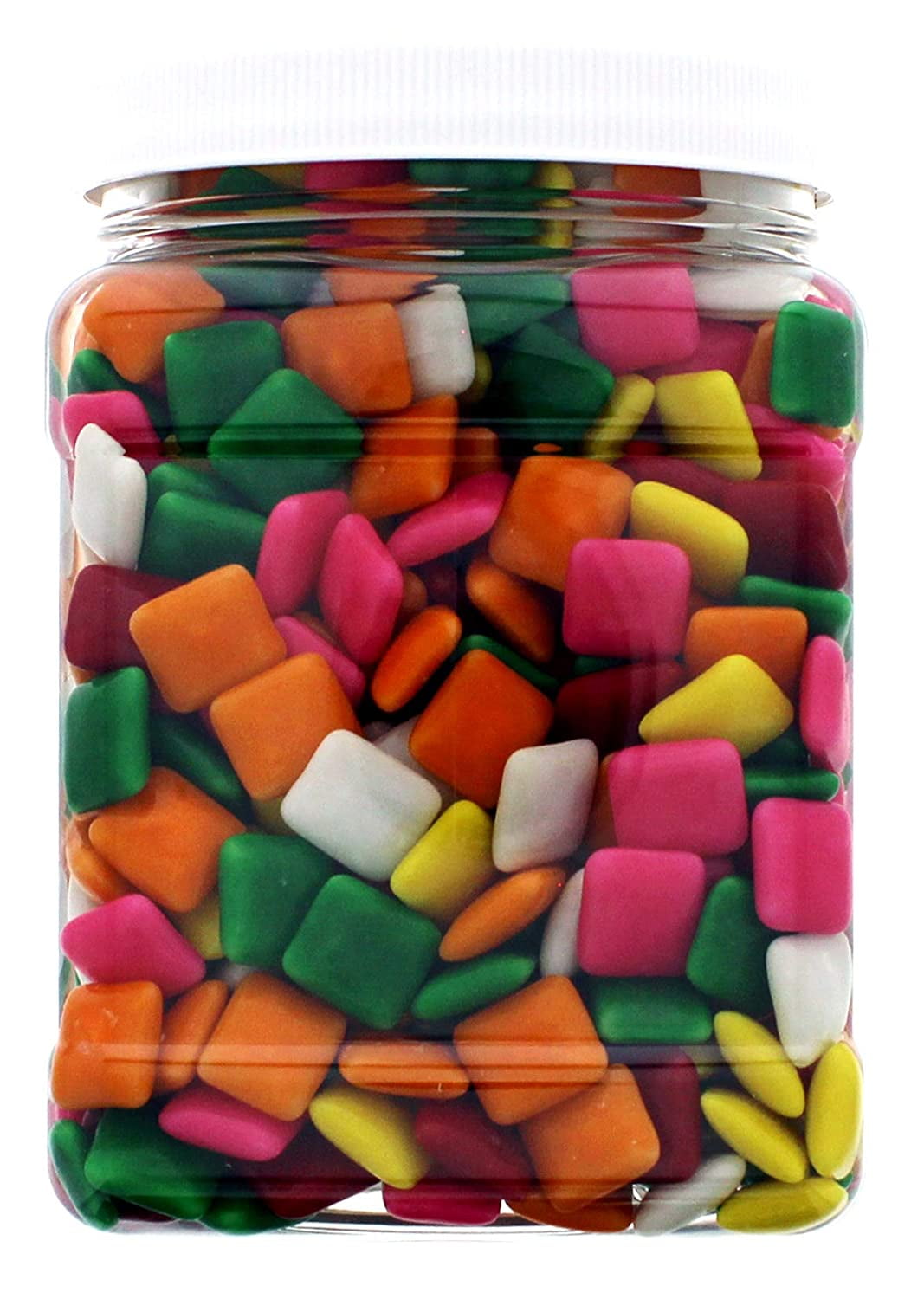 Chiclet Assorted Colors Chewing Gum, 2.5LB in 32 FL OZ Reusable Square ...