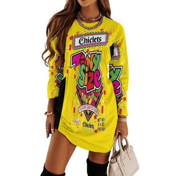 Chiclets Tiny Size Flavor Coated Gum Long Sleeved Dress loose summer dress clothes dress korean ...