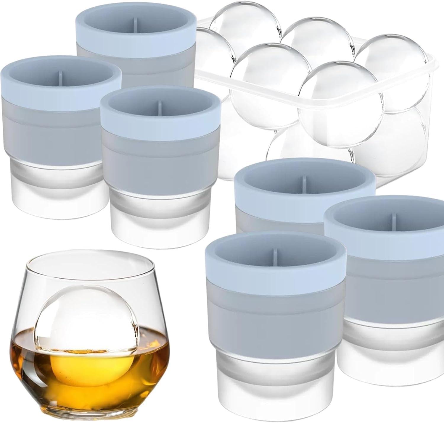 Chiclify Ice Ball Maker Mold, 2.5in Slow Melting Round Ice Cube Mold ...