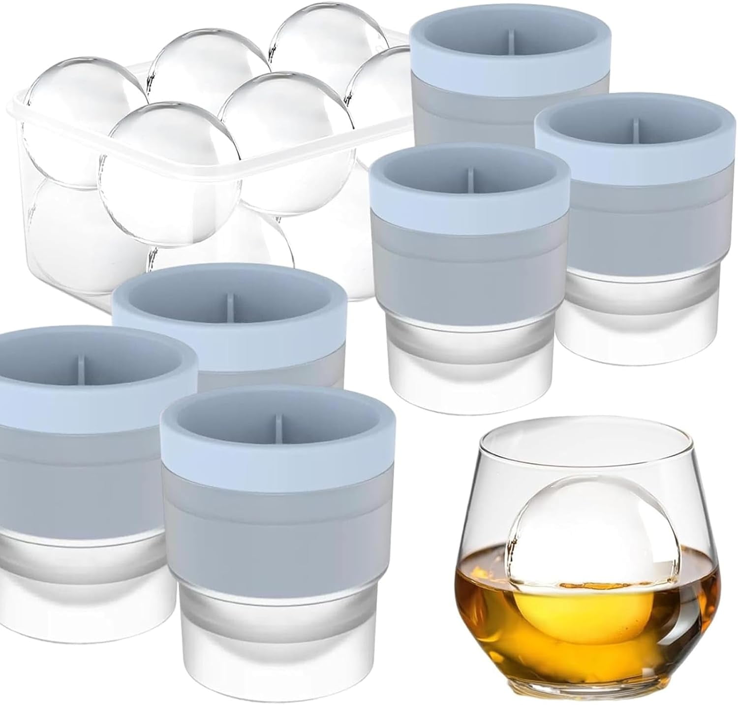 Chiclify Ice Ball Maker Mold, Round Ice Cube Mold, 2.5 Inch Sphere Ice ...