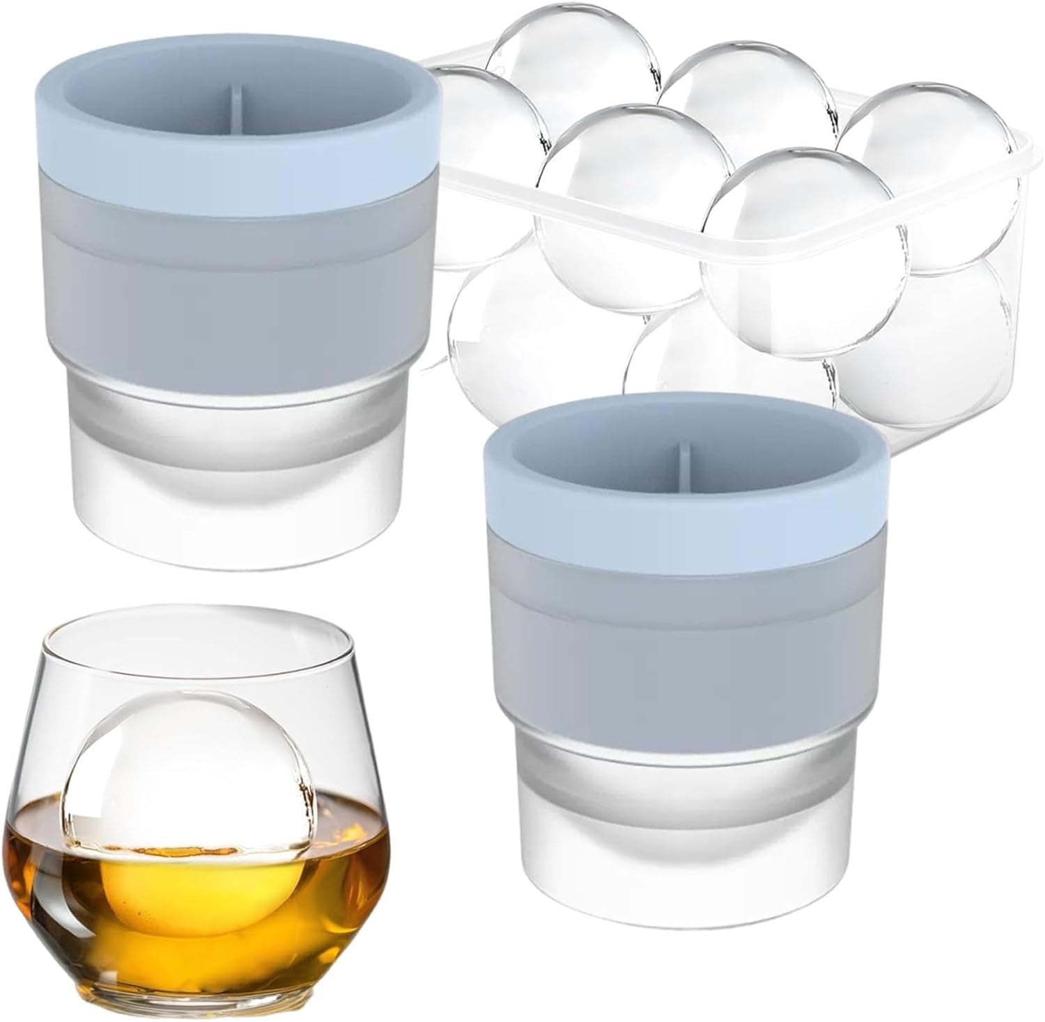 Chiclify Ice Ball Maker Mold, Round Ice Cube Mold, 2.5 Inch Sphere Ice ...