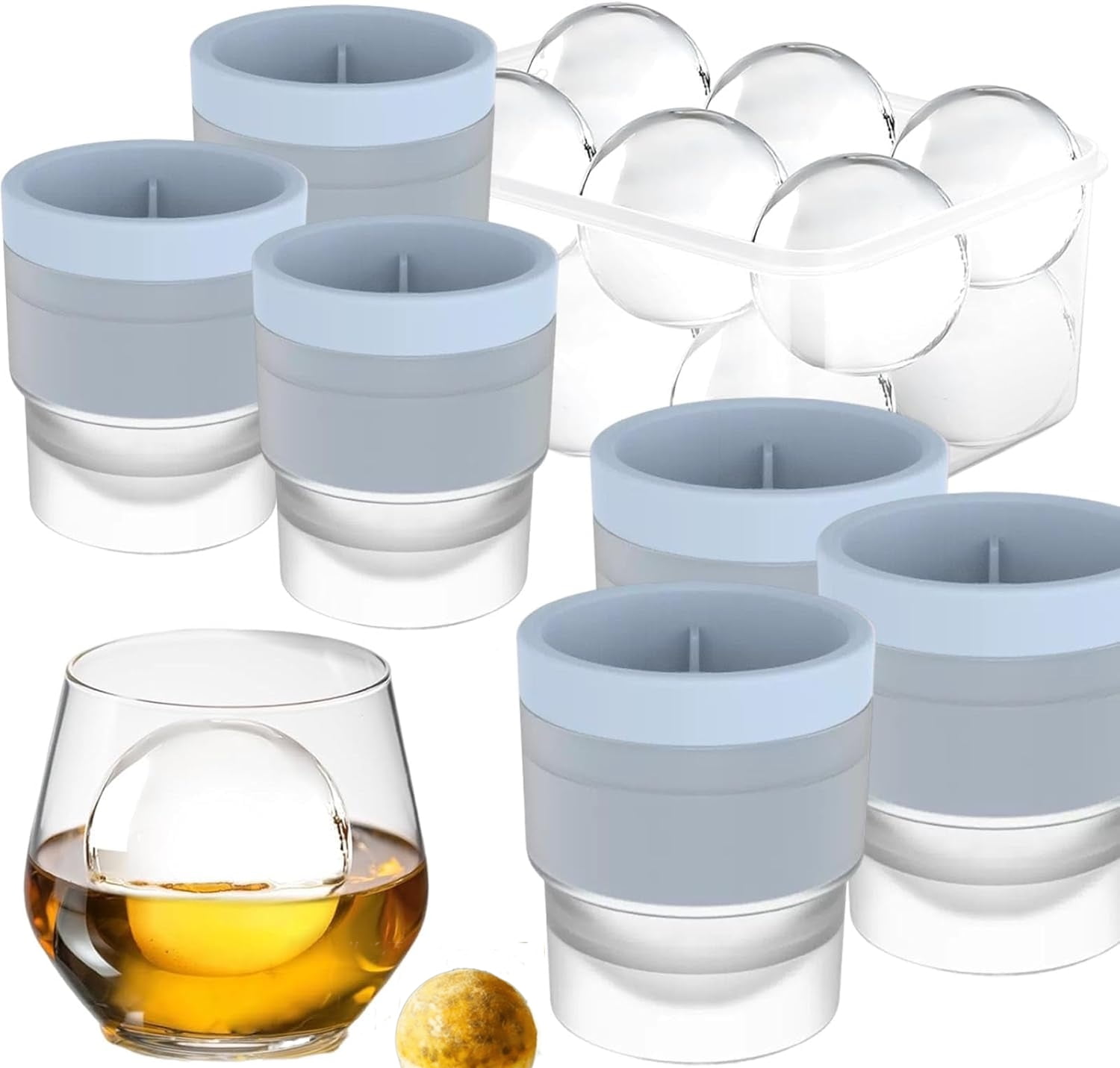 Chiclify Ice Ball Maker Mold, Round Ice Cube Mold, 2.5 Inch Sphere Ice ...