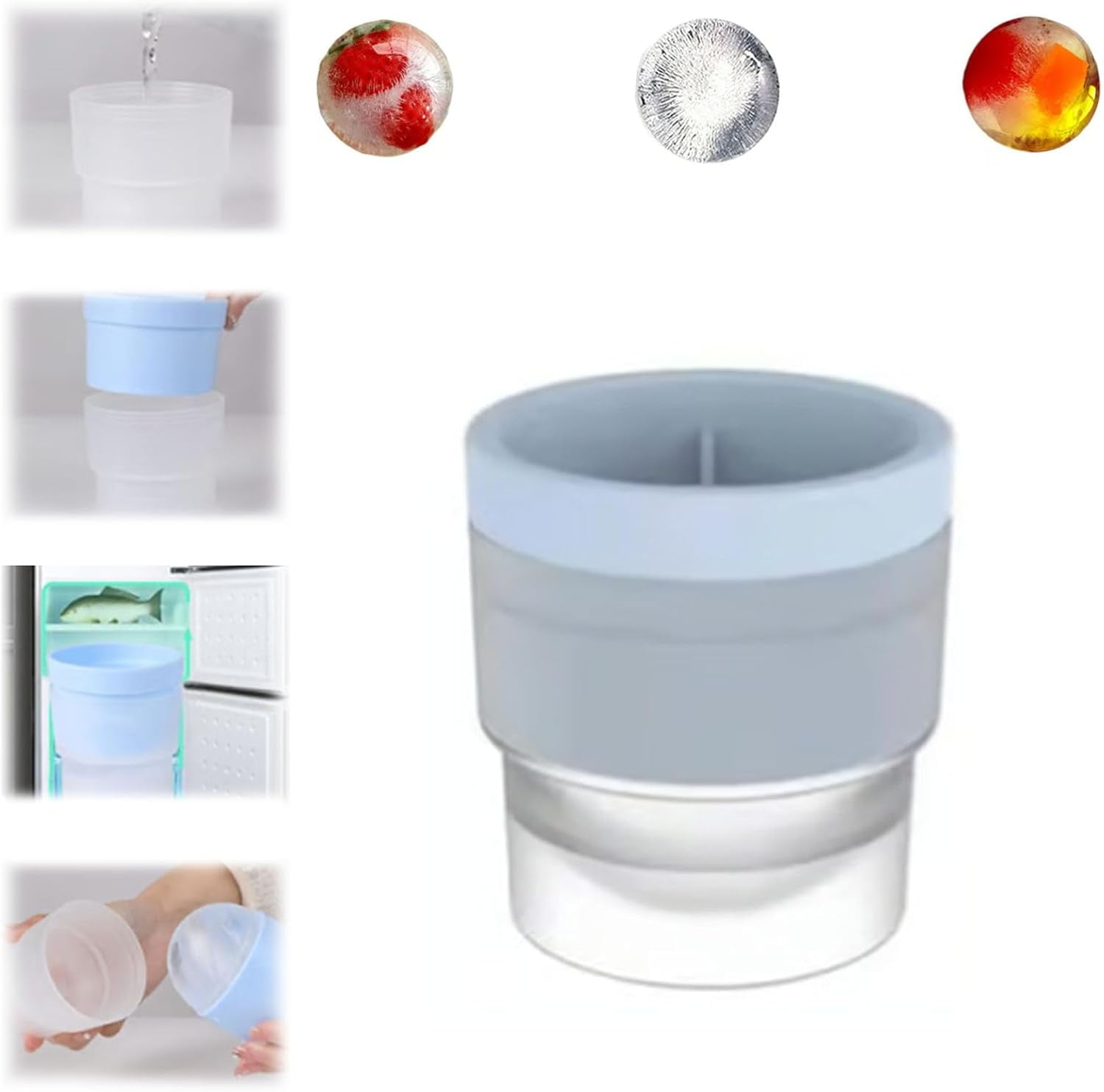 Chiclify Ice Ball Molds, Food Grade Stackable Slow Melting DIY Ice Ball ...