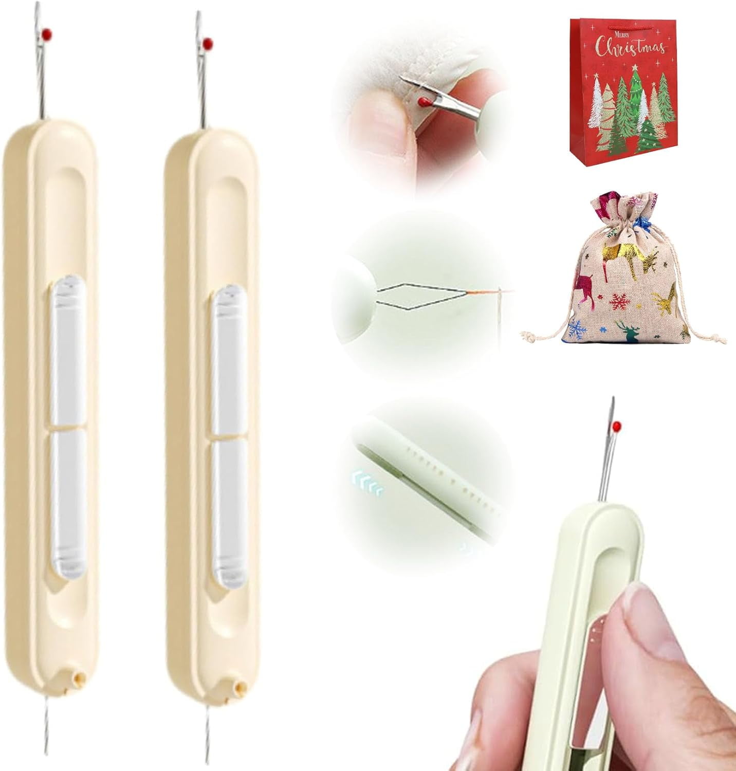 Chiclify Needle Threader, 2 in 1 Needle Threader Seam Ripper, Plug-in ...