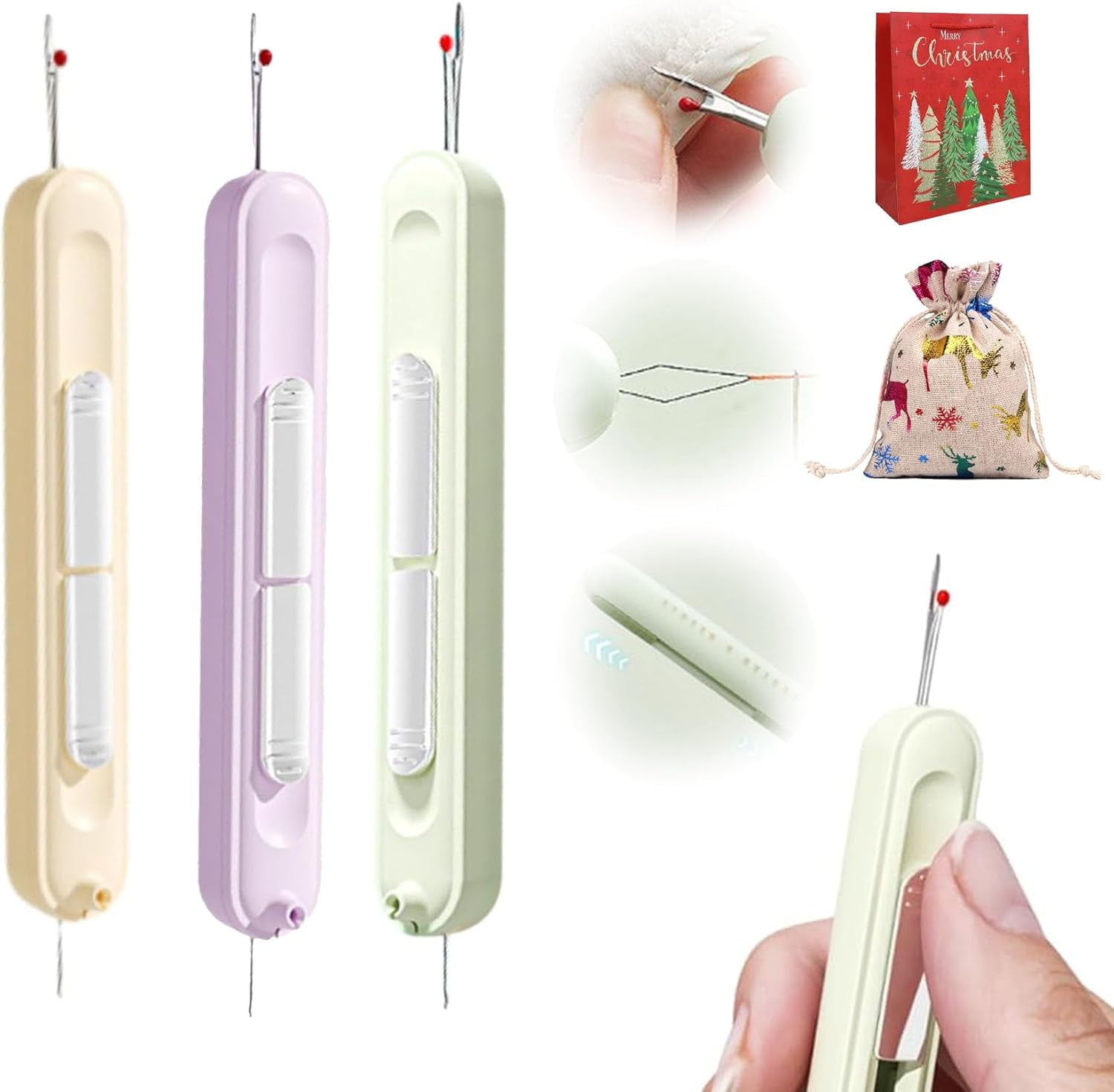 Chiclify Needle Threader, 2 in 1 Needle Threader Seam Ripper, Plug-in ...