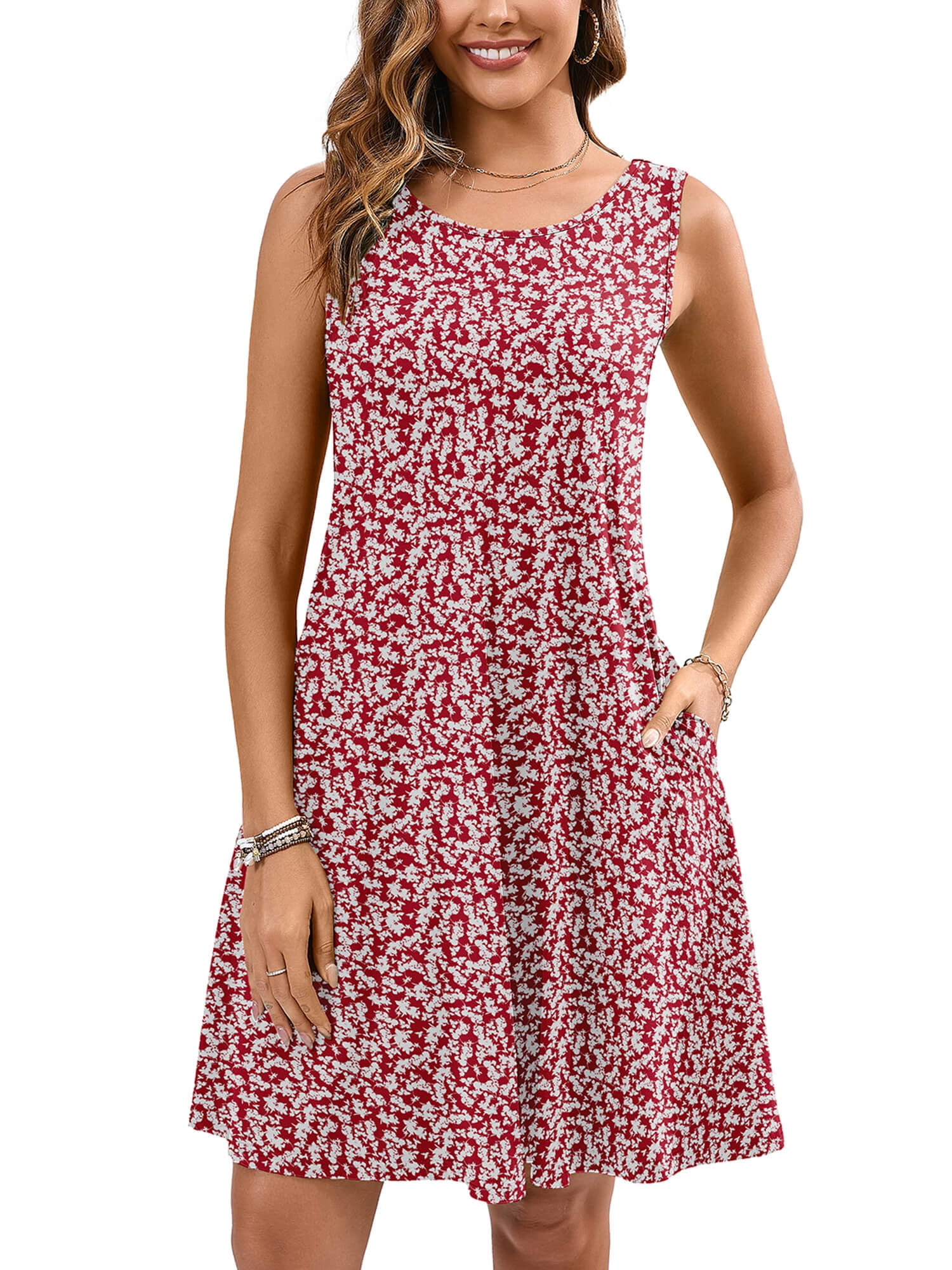 Chiclily Summer Sleeveless Dress Casual Beach Cover up Tank Sundress ...