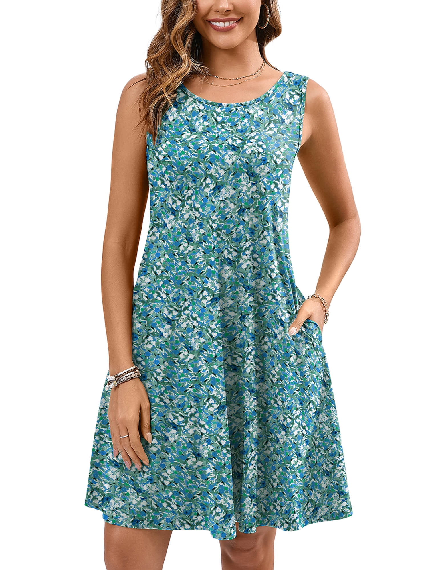 Chiclily Summer Sleeveless Dress Casual Beach Cover up Tank Sundress ...