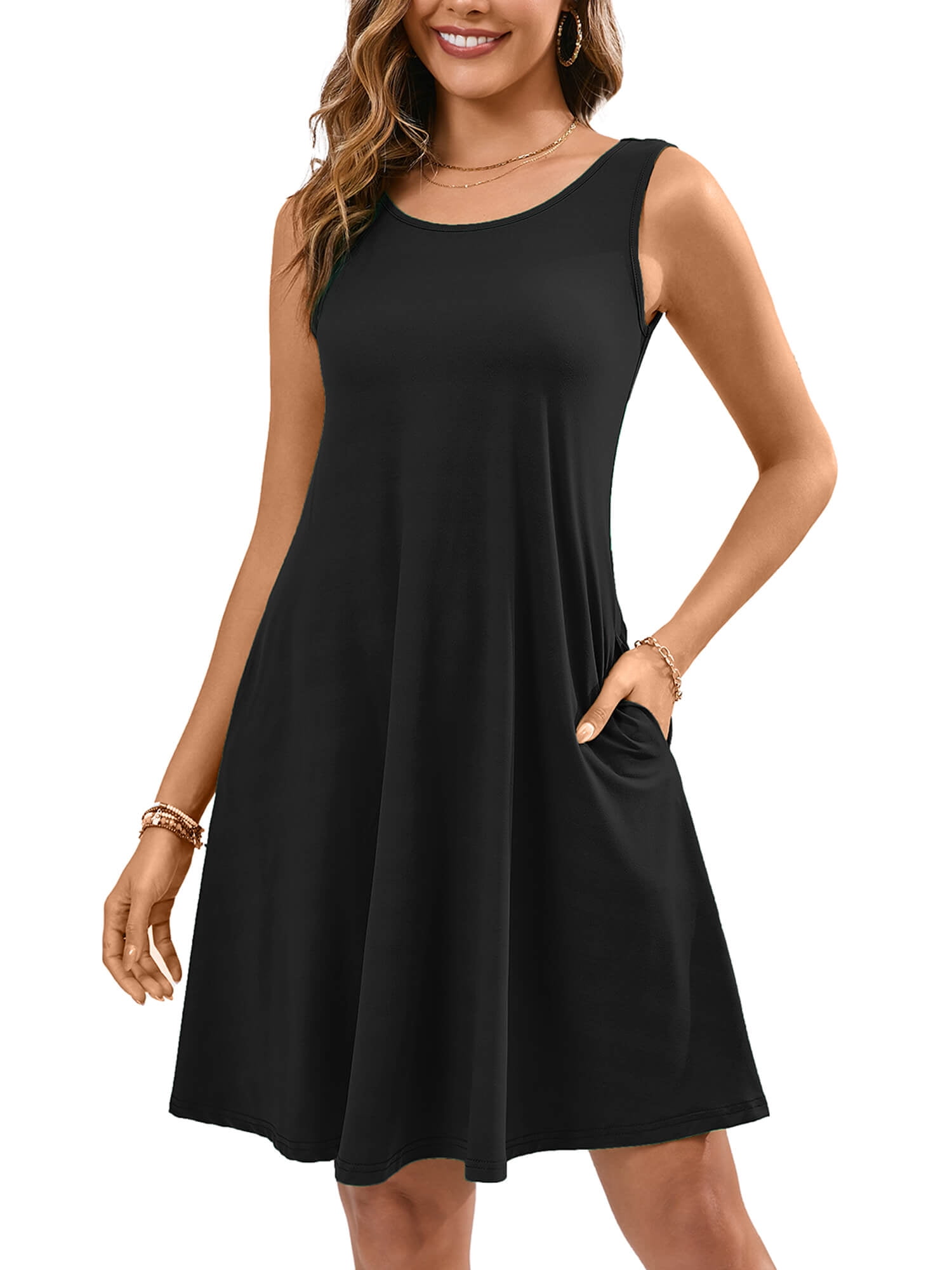 Chiclily Summer Sleeveless Dress Casual Beach Cover up Tank Sundress ...