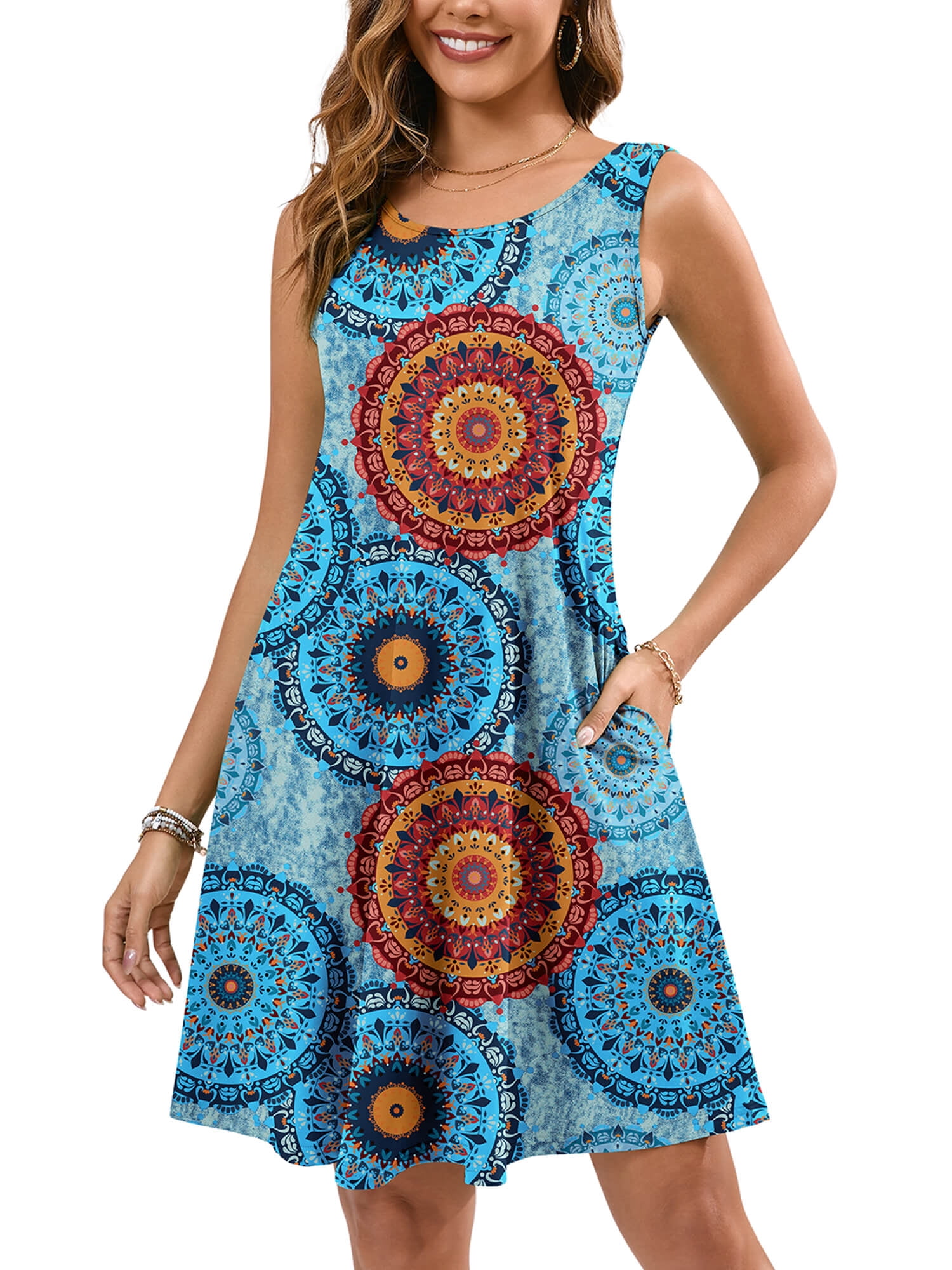 Chiclily Summer Sleeveless Dress Casual Beach Cover up Tank Sundress ...