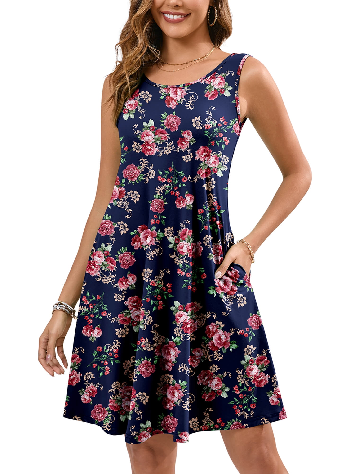 Chiclily Summer Sleeveless Dress Casual Beach Cover up Tank Sundress ...