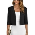 Chiclily Womens 3 4 Sleeve Cropped Cardigans Sweaters Black Large