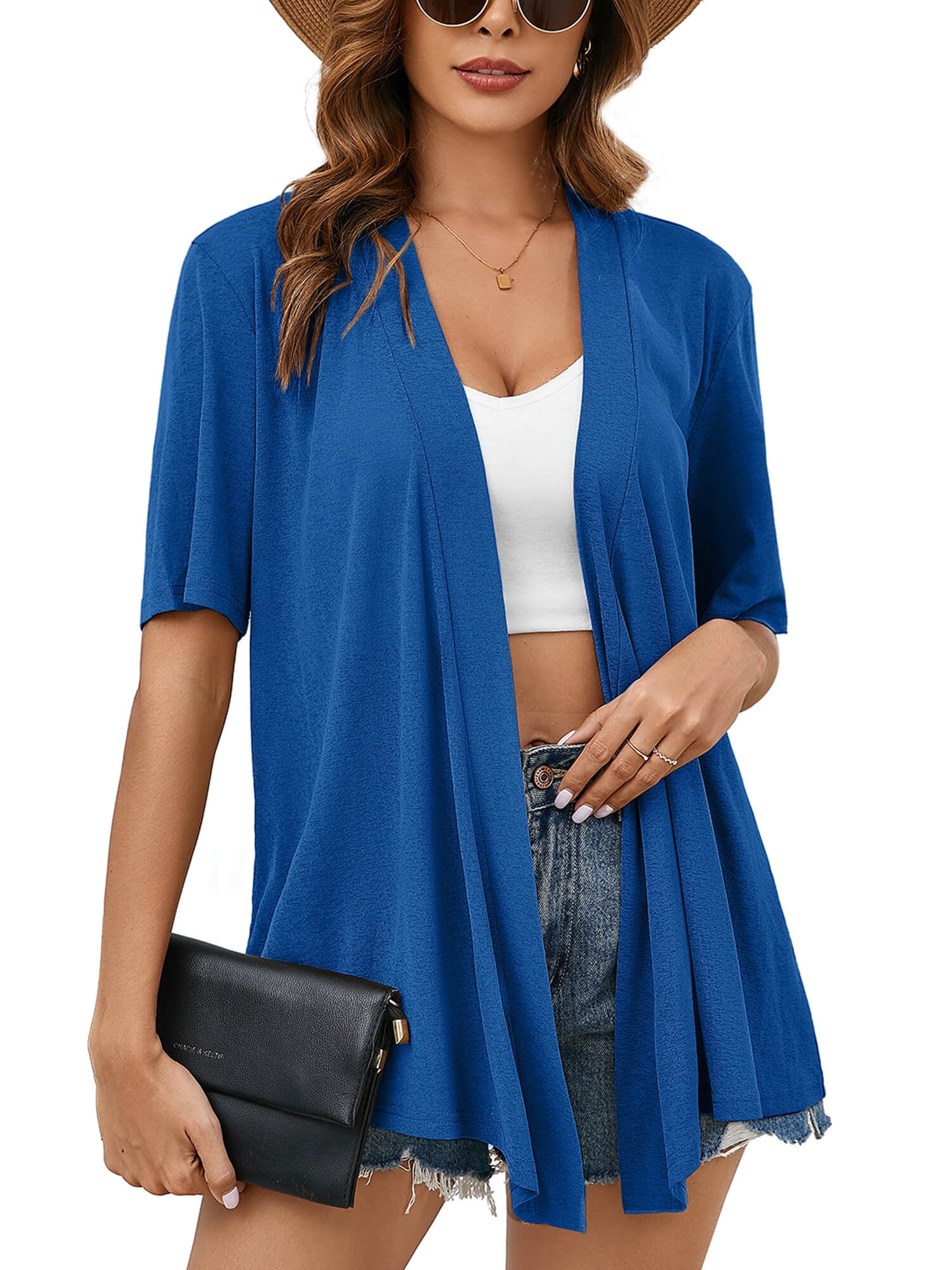 Chiclily Women's Summer Cardigans Lightweight Open Front Cardigans 3/4 ...