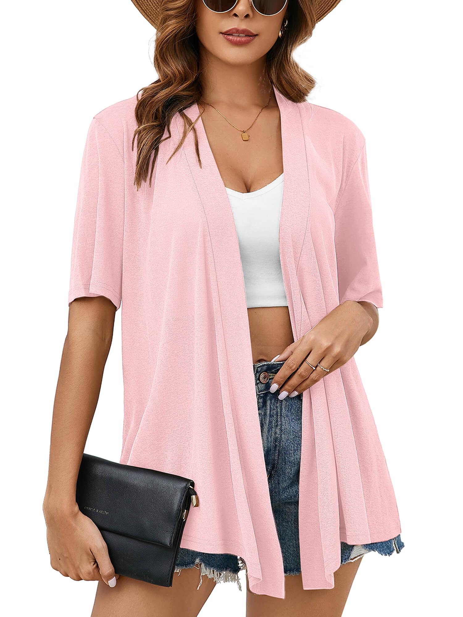 Chiclily Women's Summer Cardigans Lightweight Open Front Cardigans 3/4 ...