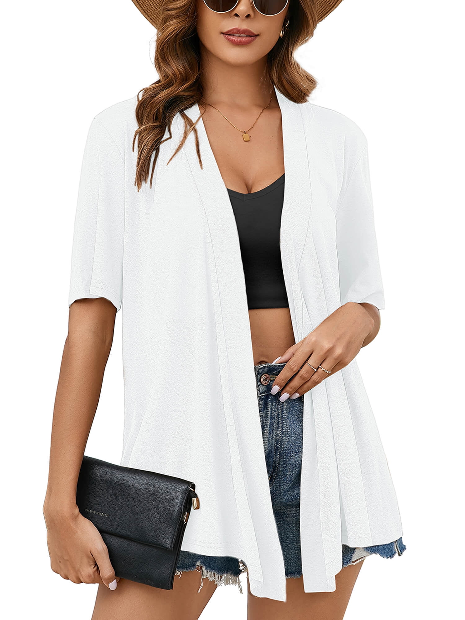 Chiclily Women's Summer Cardigans Lightweight Open Front Cardigans 3/4 ...