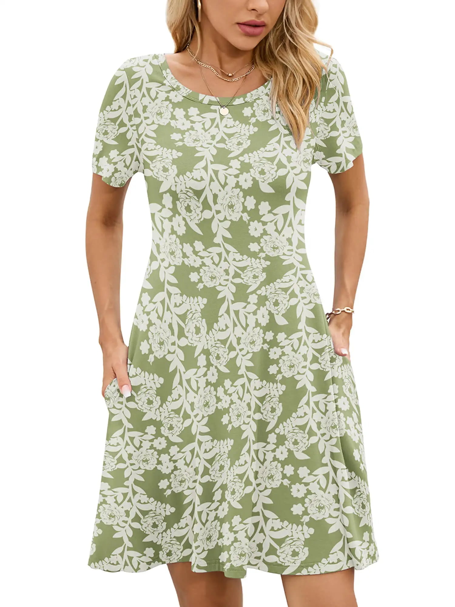 Chiclily Women's Bohemian Summer Sundress, Casual T-Shirt Dress with ...