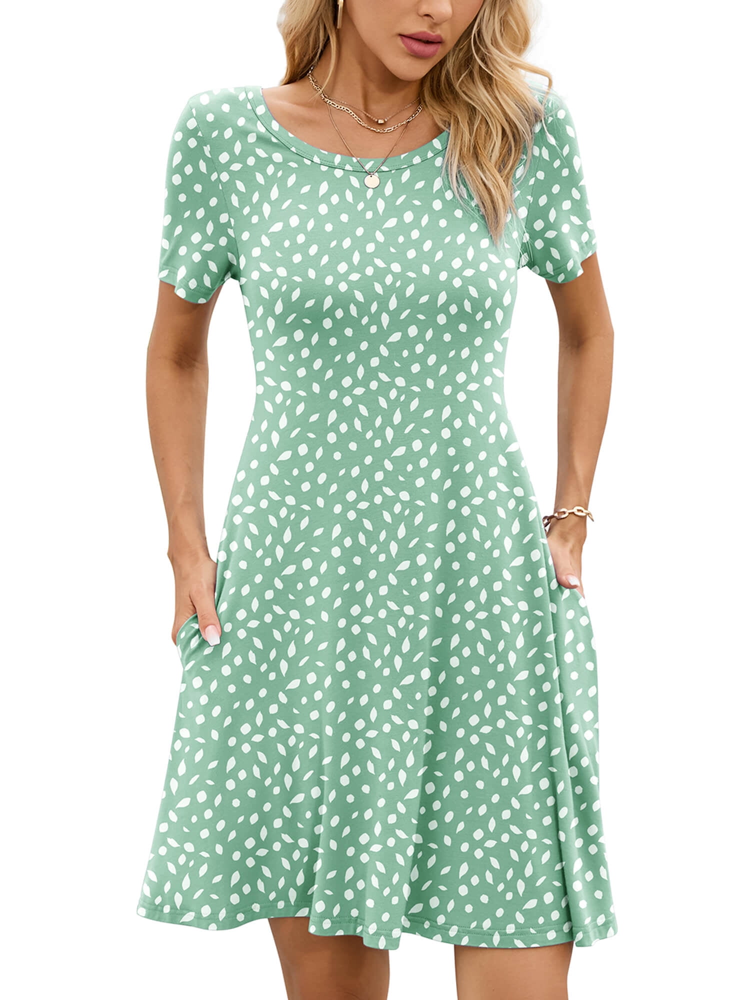 Chiclily Women's Knee Length Summer Dresses, Casual T-Shirt Swing ...