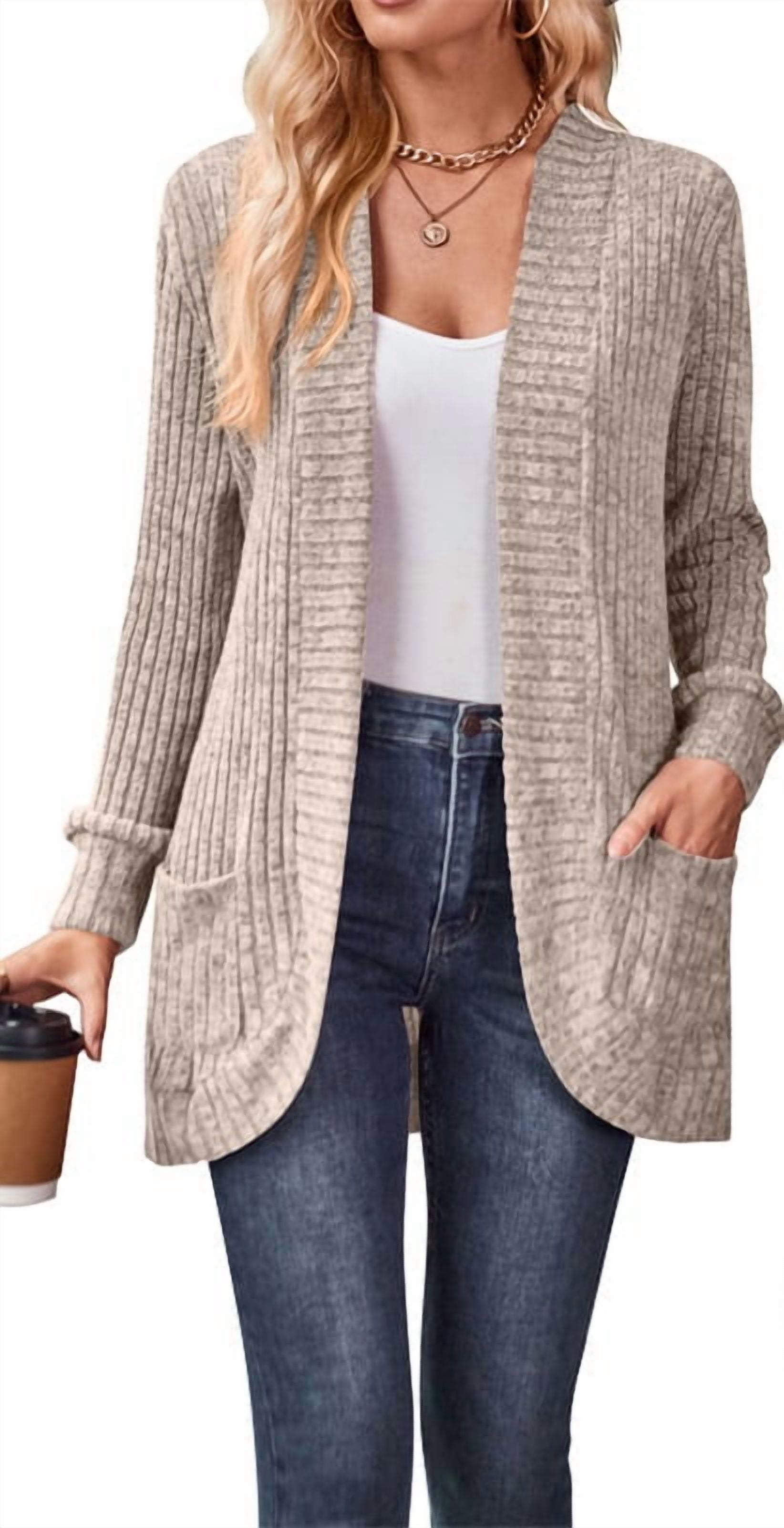 Chiclily Womens Long Cardigan Lightweight Sweater Open Front Long ...