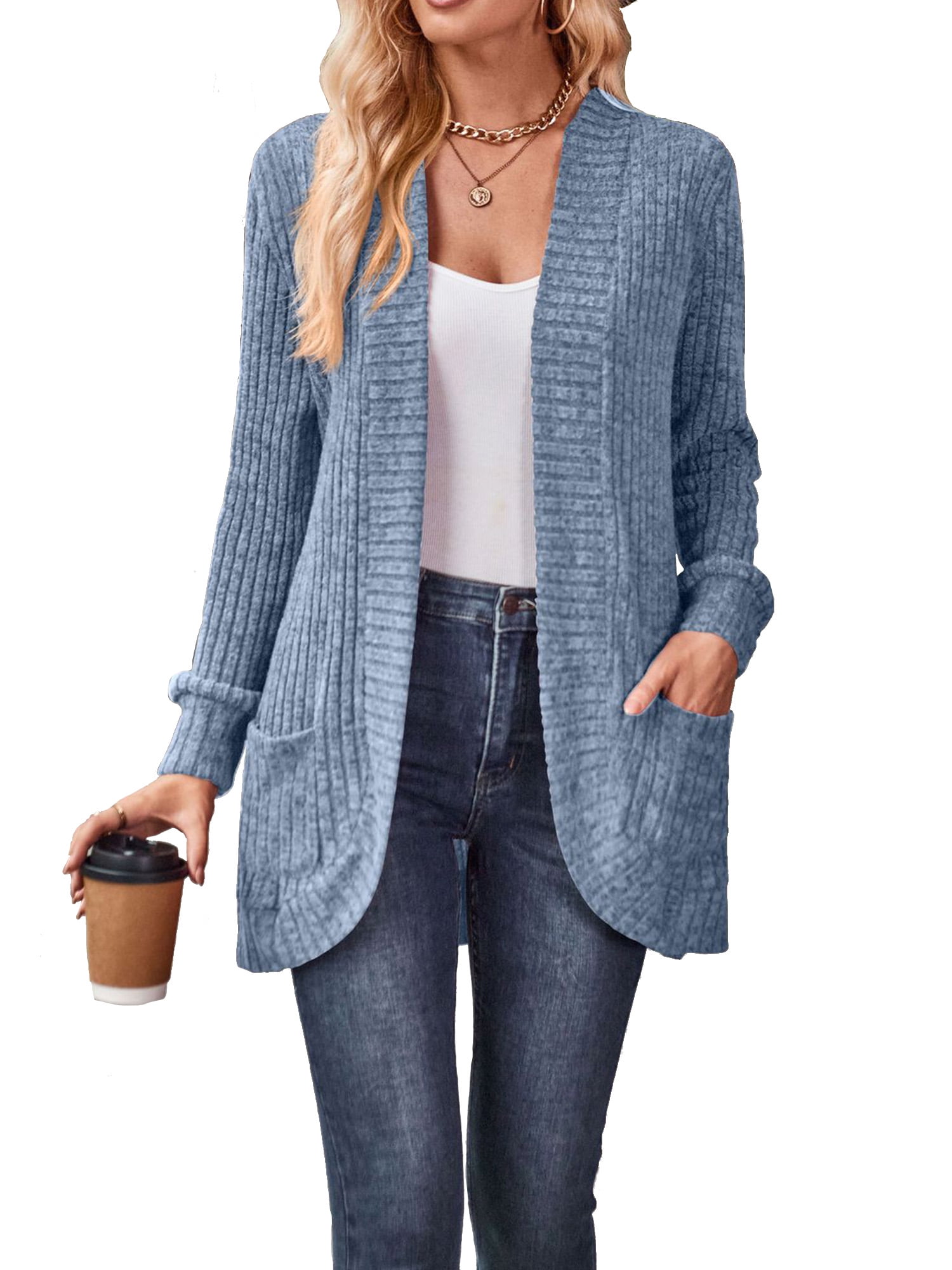 Chiclily Womens Long Cardigan Lightweight Sweater Open Front Long ...