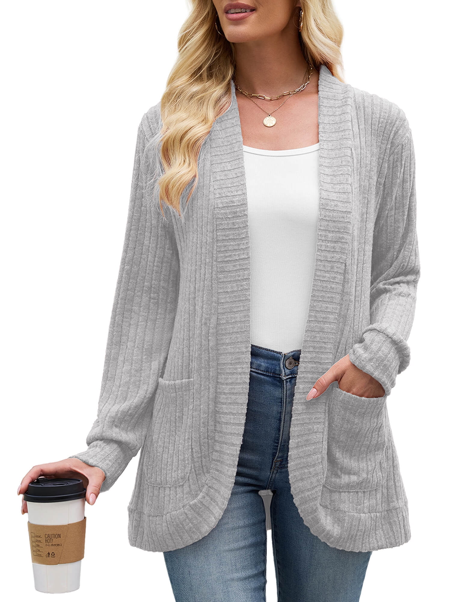 Chiclily Womens Long Cardigan Lightweight Sweater Open Front Long ...