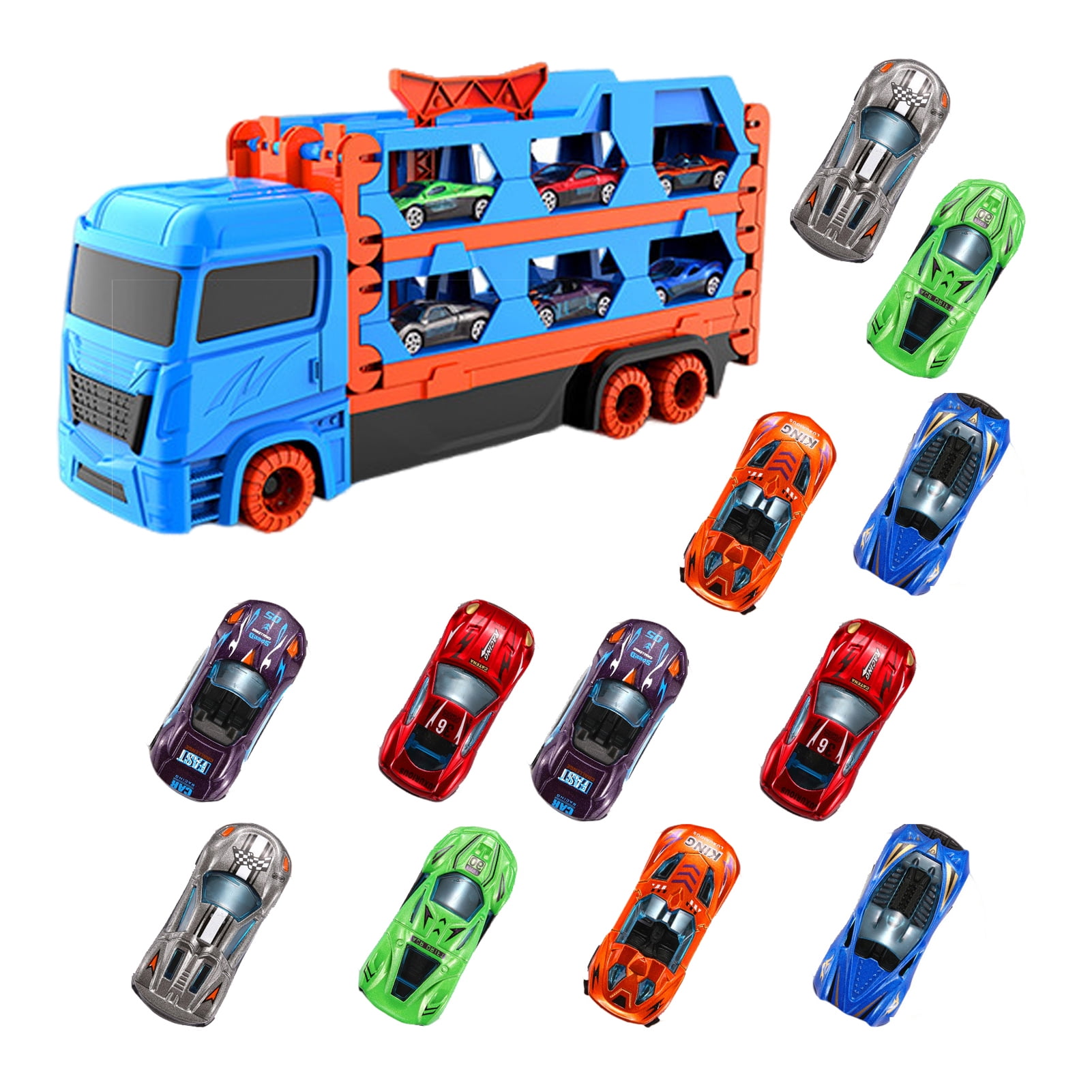Chicmine 1 Set Carrier Truck Toy with Foldable Long Track 6/12 Small ...
