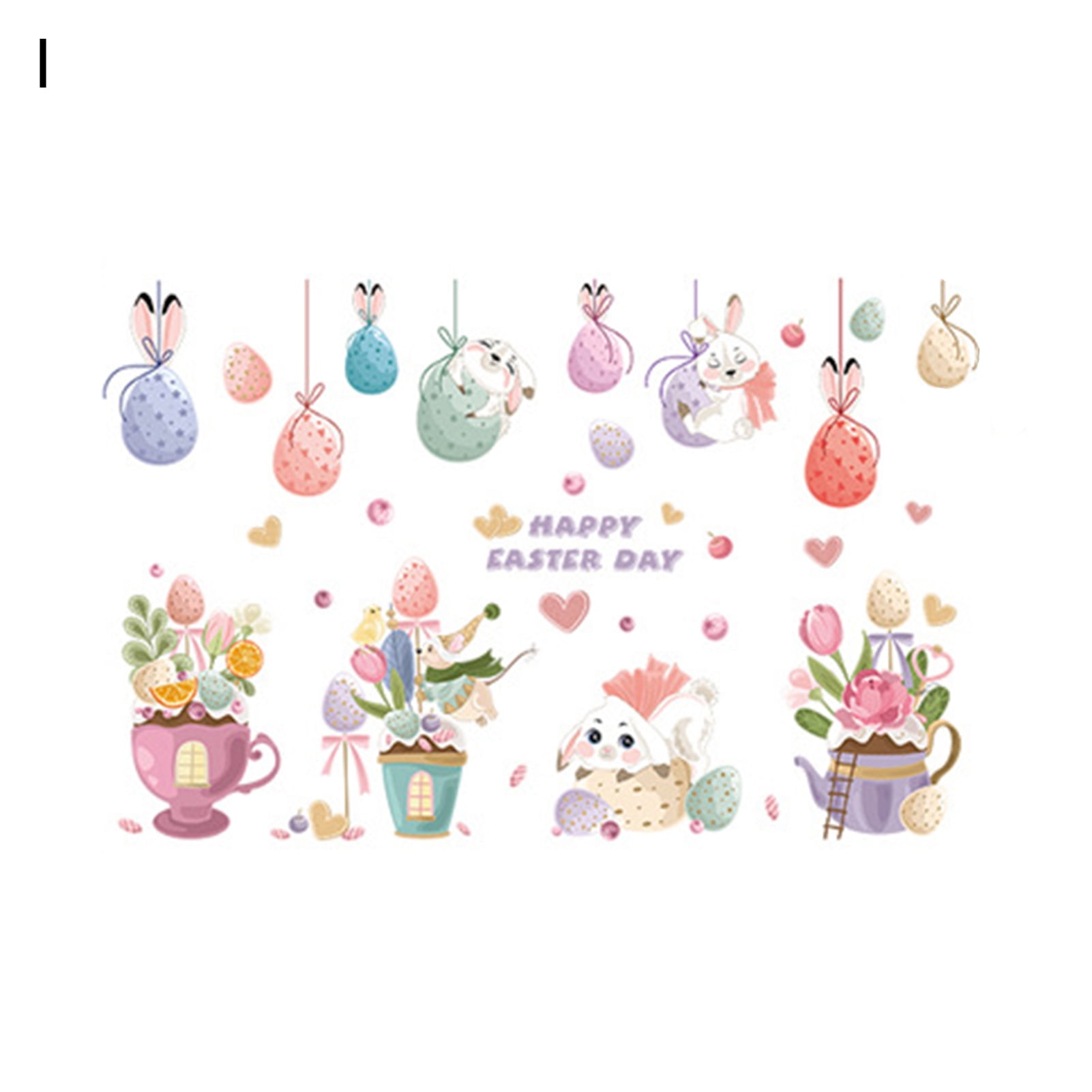Chicmine 1 Set Window Sticker Eye-catching Waterproof PVC Easter Window ...