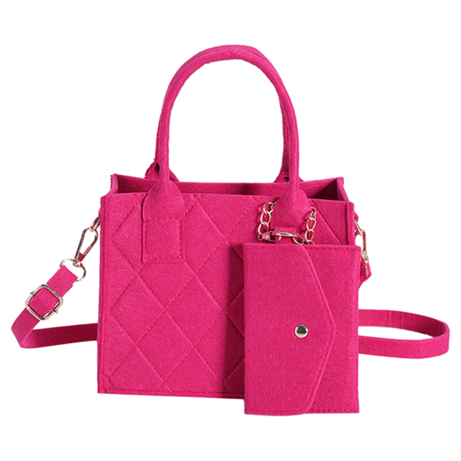 Chicmine 1 Set Women Felt Handbag with Chain Purse Quilted Large ...