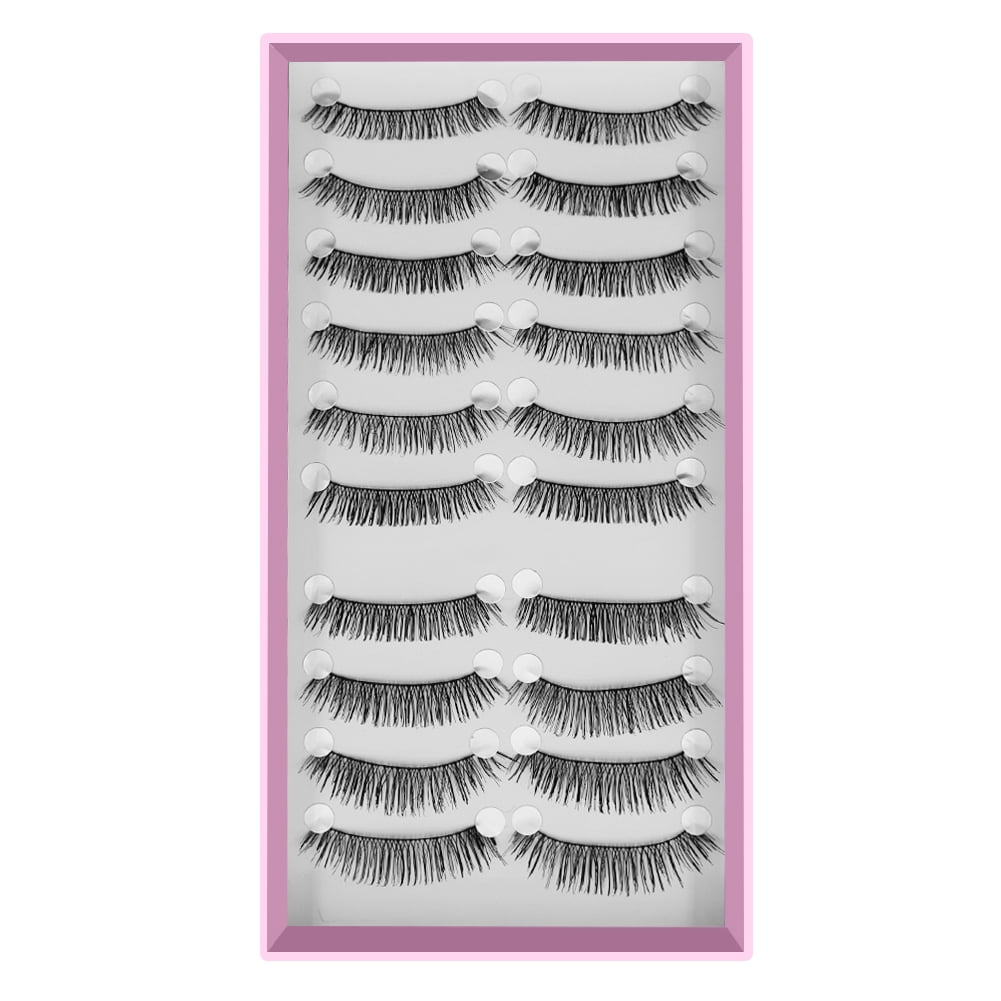 Chicmine 10 Pairs Black Long Cross Eyelashes Thick Wedding False Eye ...