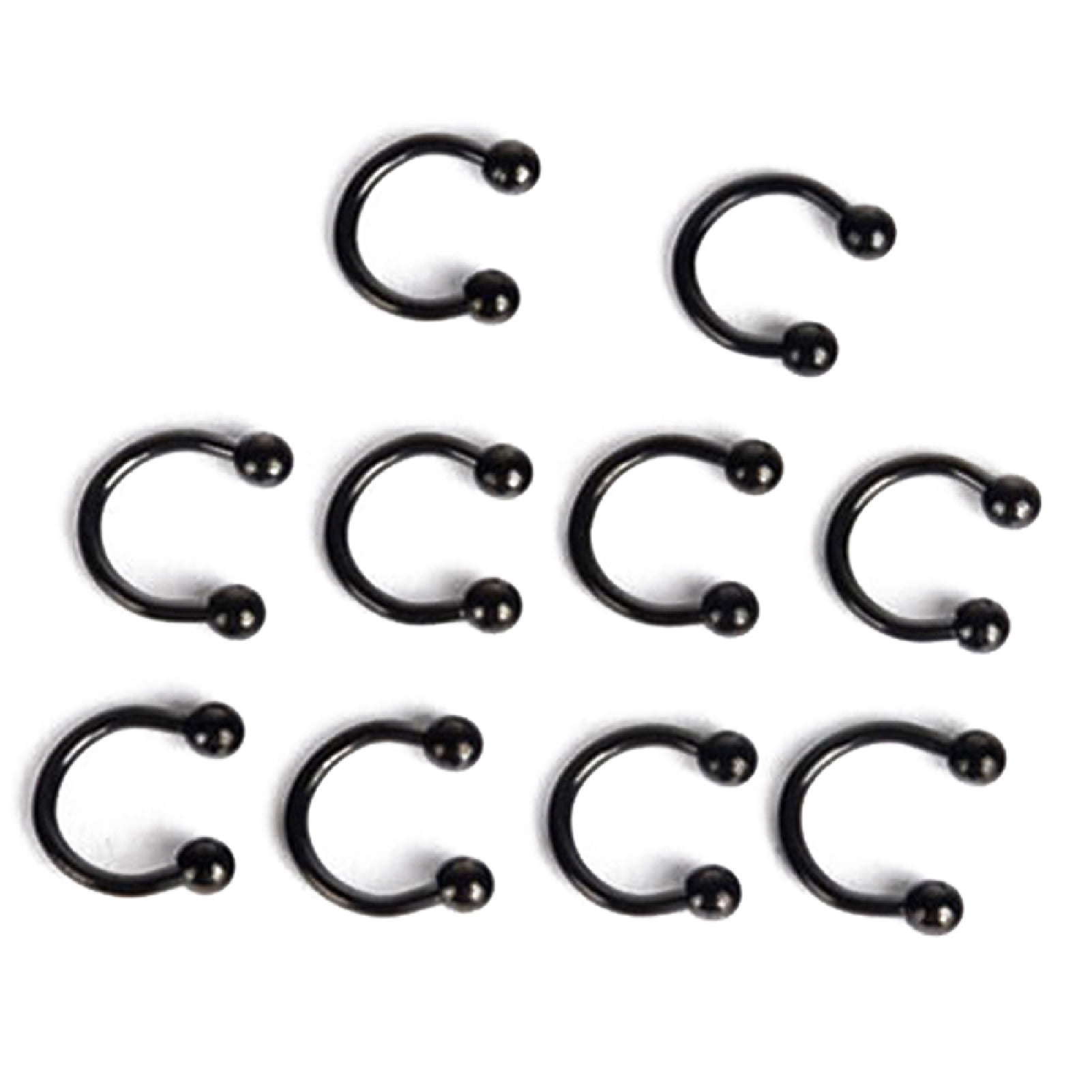Chicmine 10 Pcs Stainless Steel Horseshoe Bar Lip Nose Septum Ear Ring ...