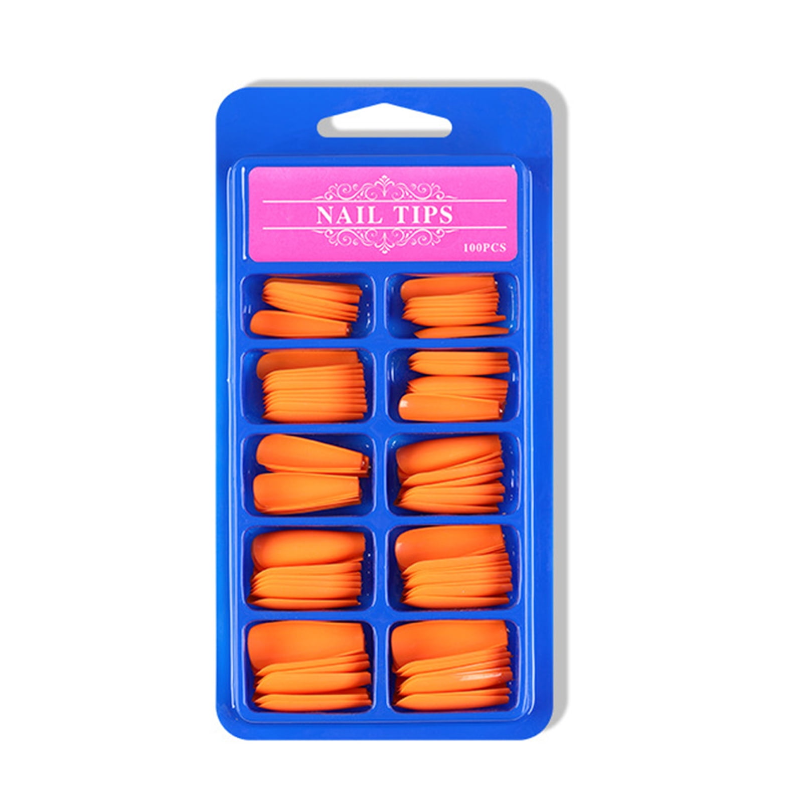 Chicmine 100 Pcs/Box Nail Tips Long Shape Full Paste ABS Portable False ...