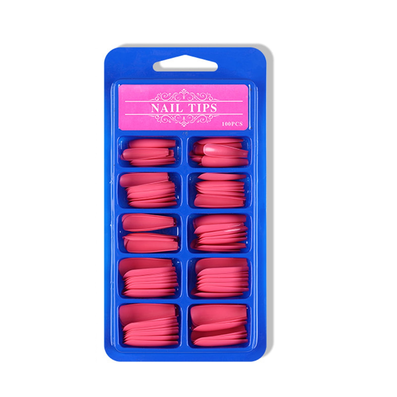 Chicmine 100 Pcs/Box Nail Tips Long Shape Full Paste ABS Portable False ...