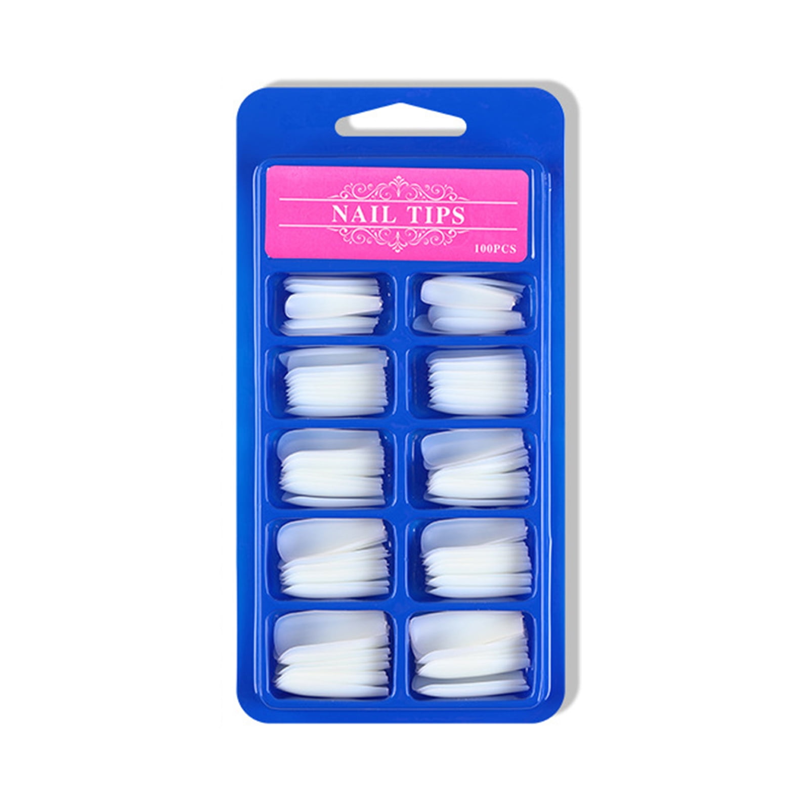 Chicmine 100 Pcs/Box Nail Tips Long Shape Full Paste ABS Portable False ...