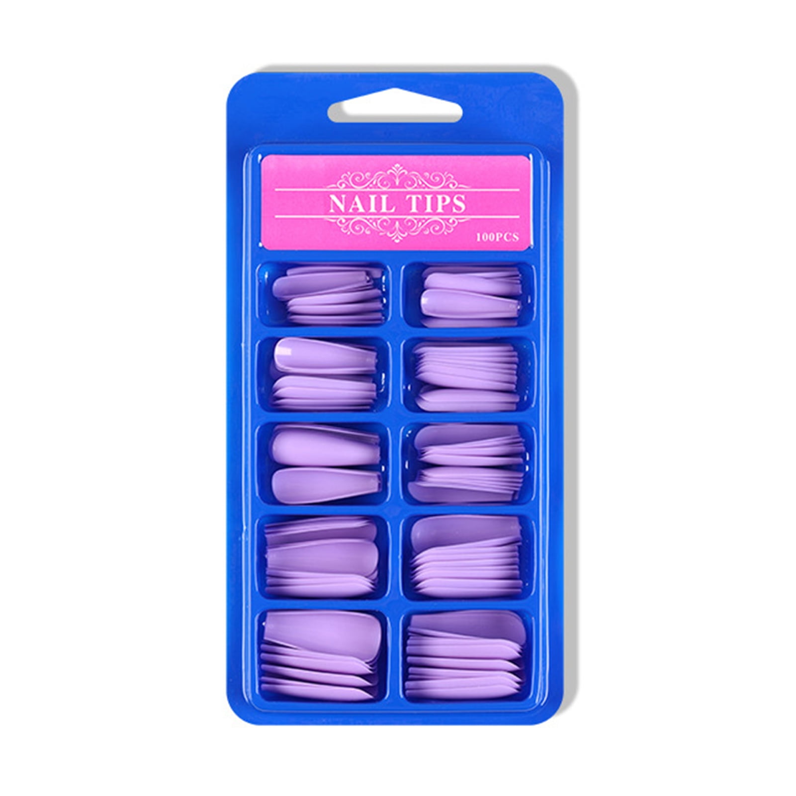 Chicmine 100 Pcs/Box Nail Tips Long Shape Full Paste ABS Portable False ...