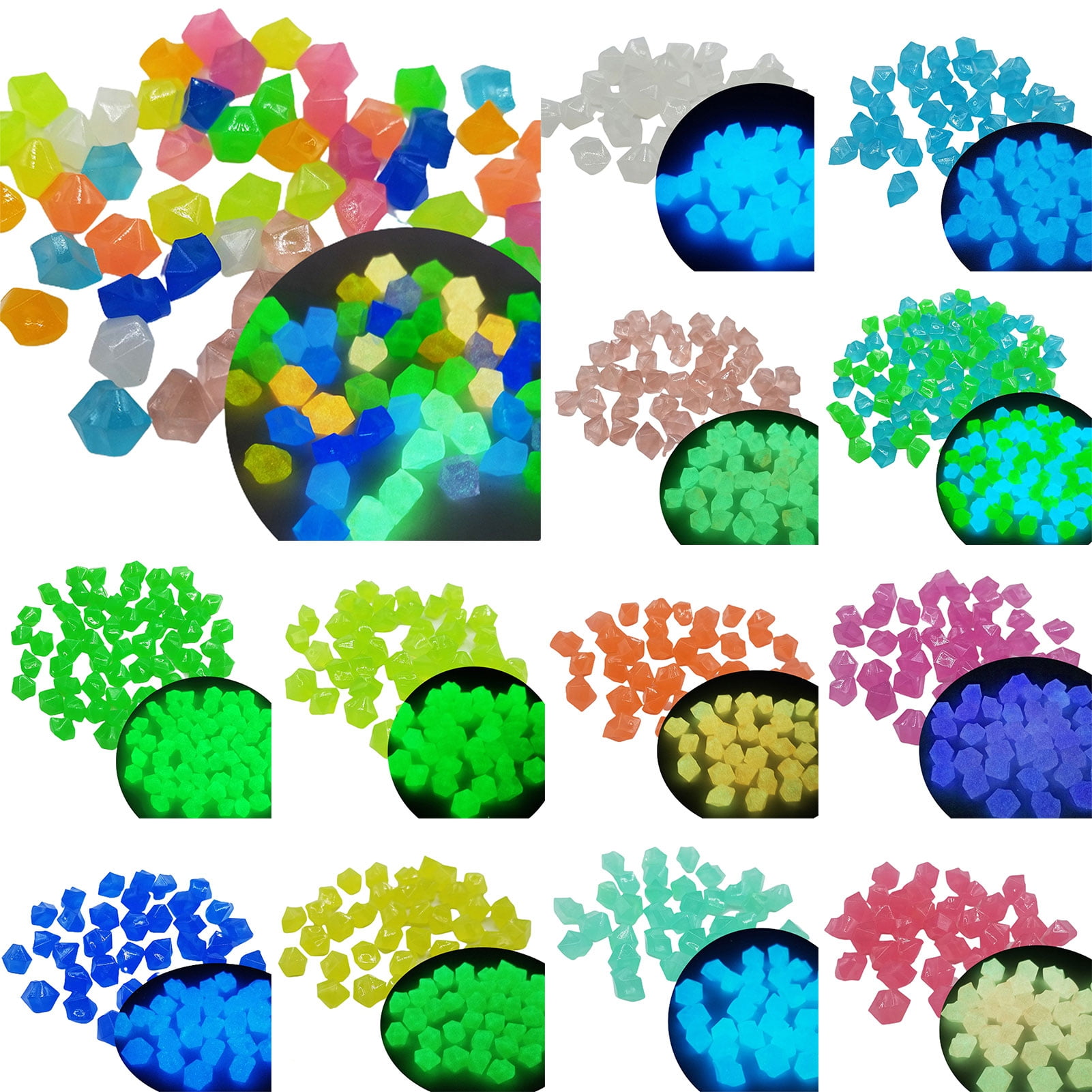 Chicmine 100Pcs Fish Tank Aquarium Glow Stone Pebbles Artificial ...