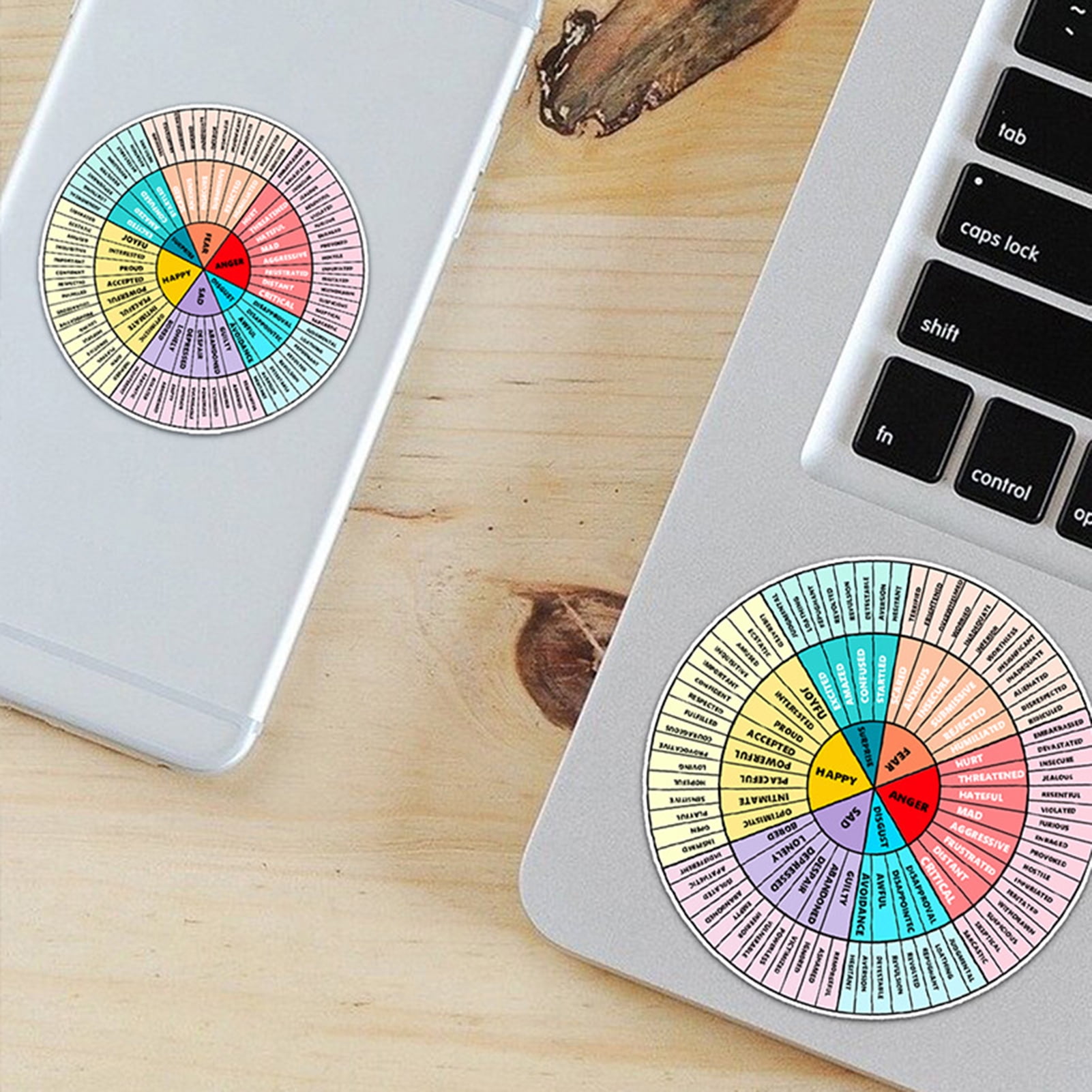 Chicmine 2 Pcs Phone Stickers Feelings Wheel Emotion Chart Waterproof ...